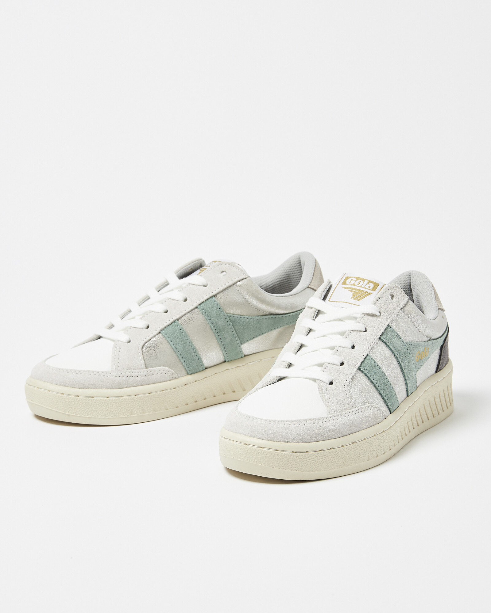 Gola Superslam Blaze Silver & Green Trainers | Oliver Bonas