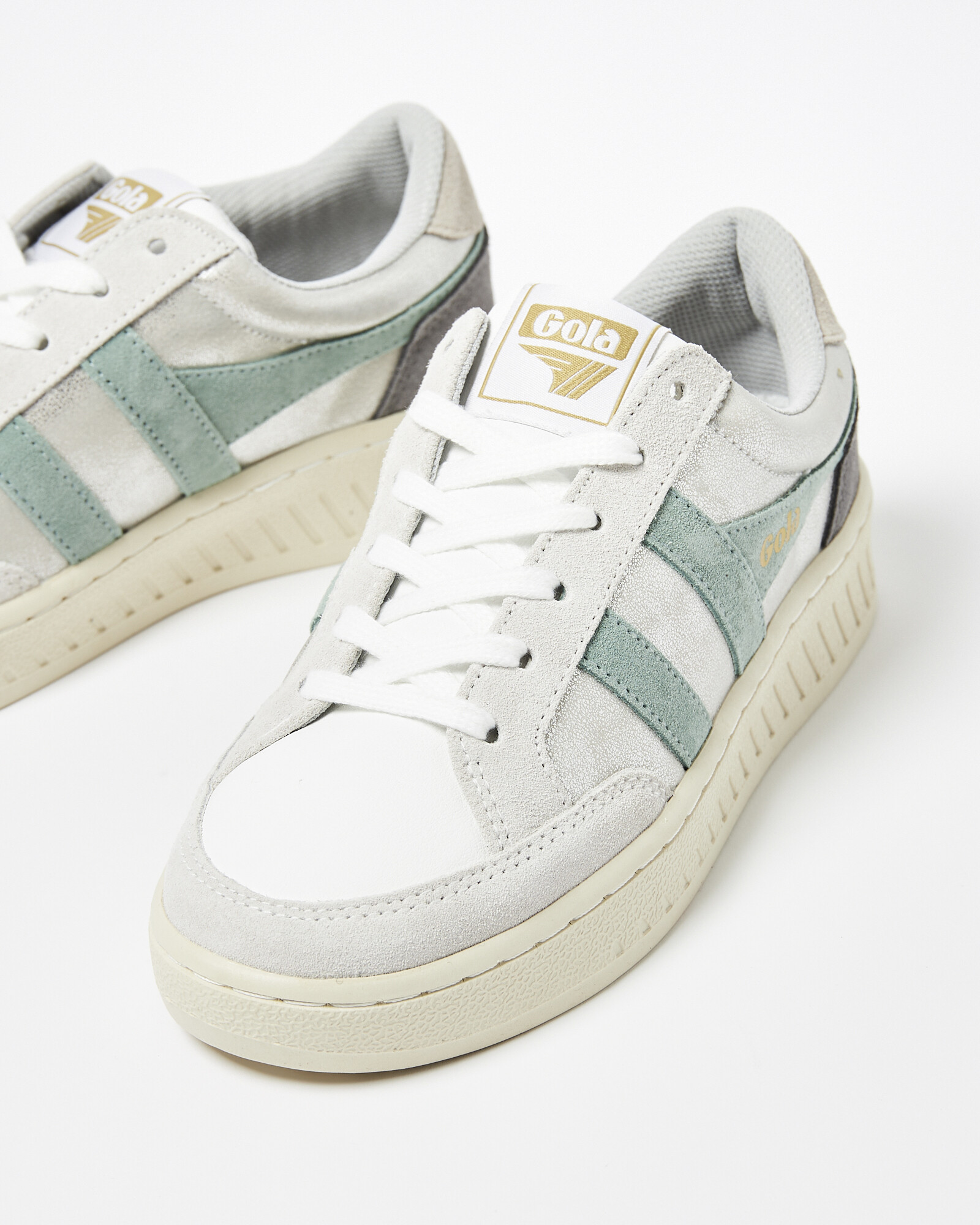 Gola Superslam Blaze Silver & Green Trainers | Oliver Bonas