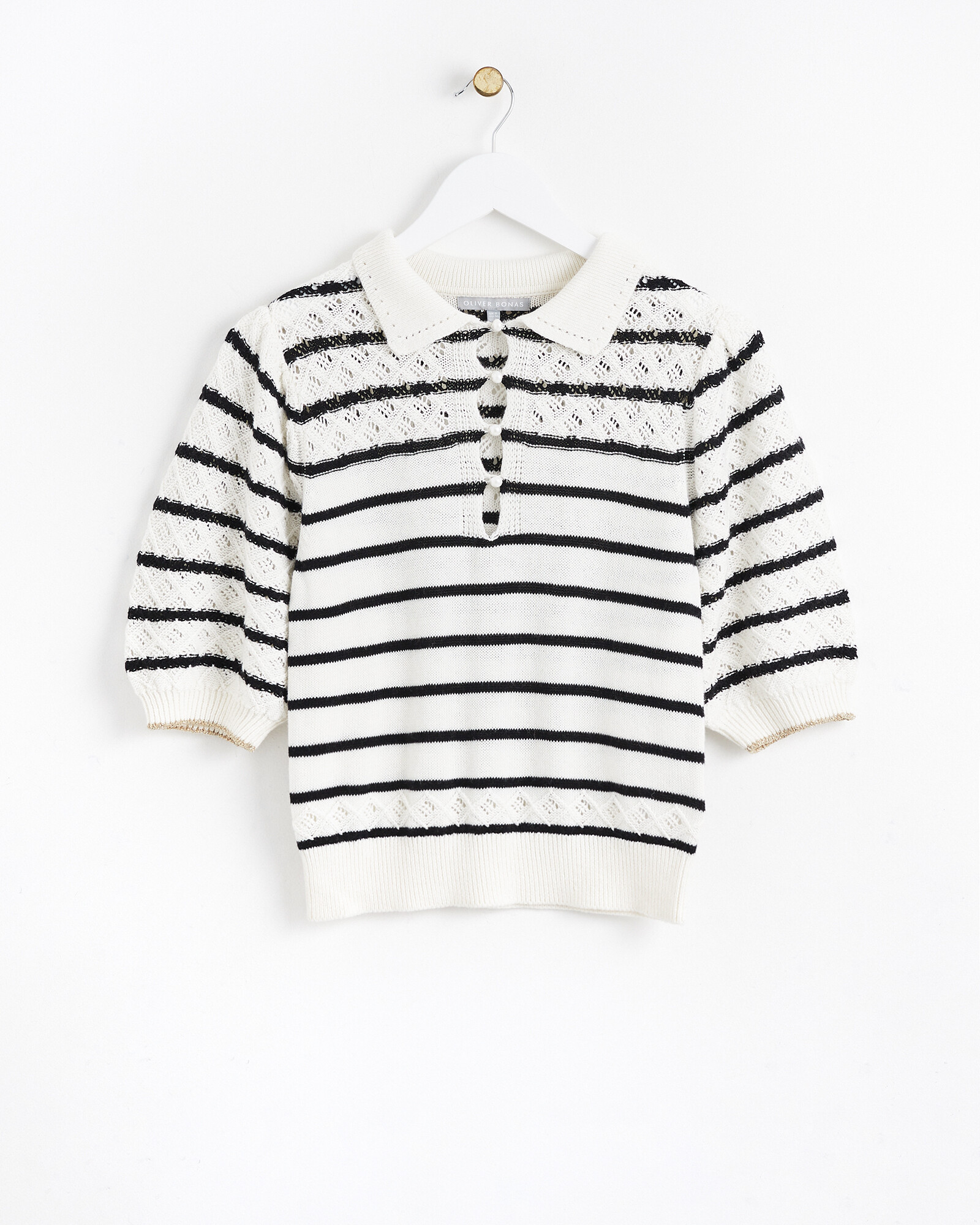 Striped Black & White Knitted Top | Oliver Bonas
