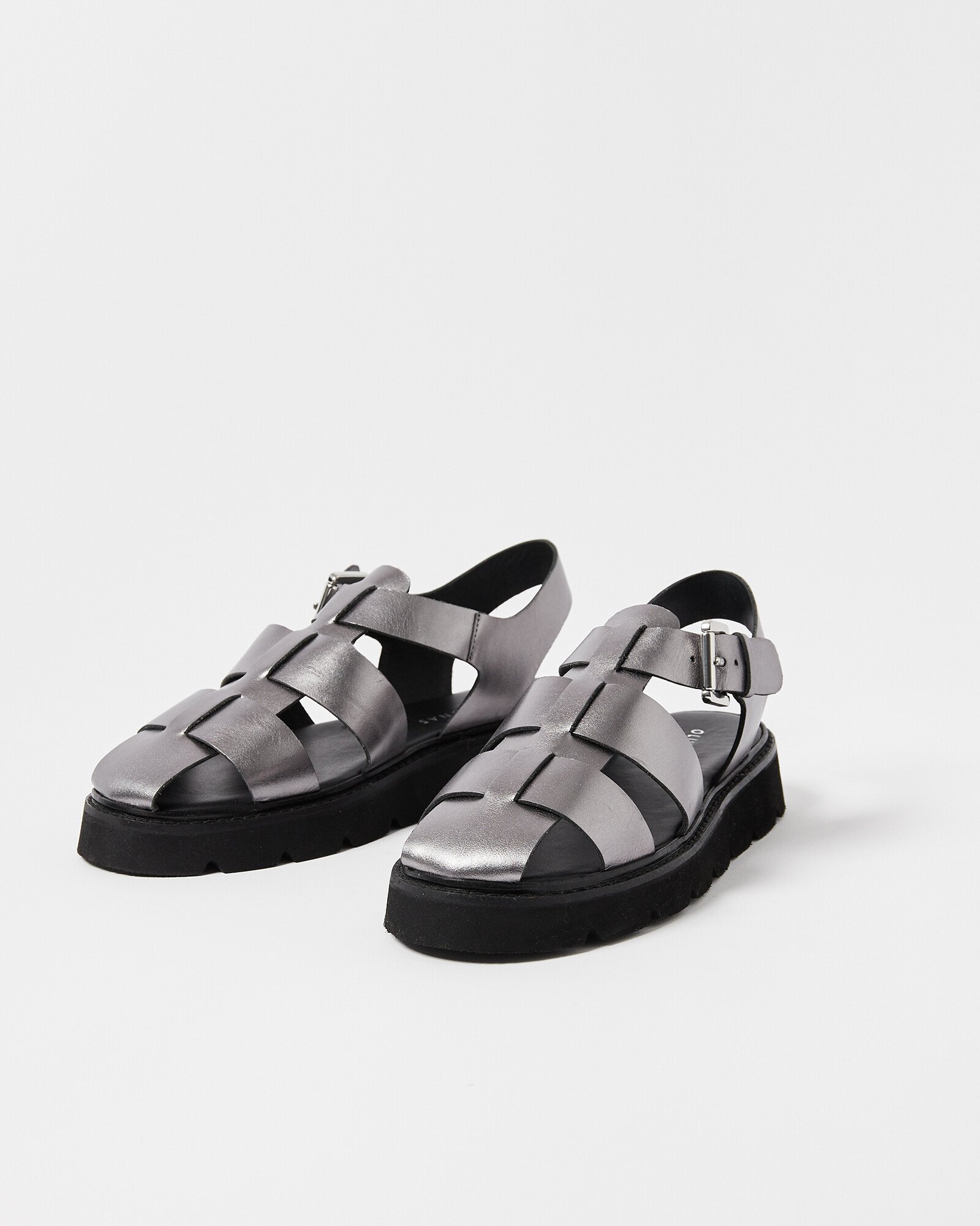 Fisherman Silver Leather Sandals | Oliver Bonas