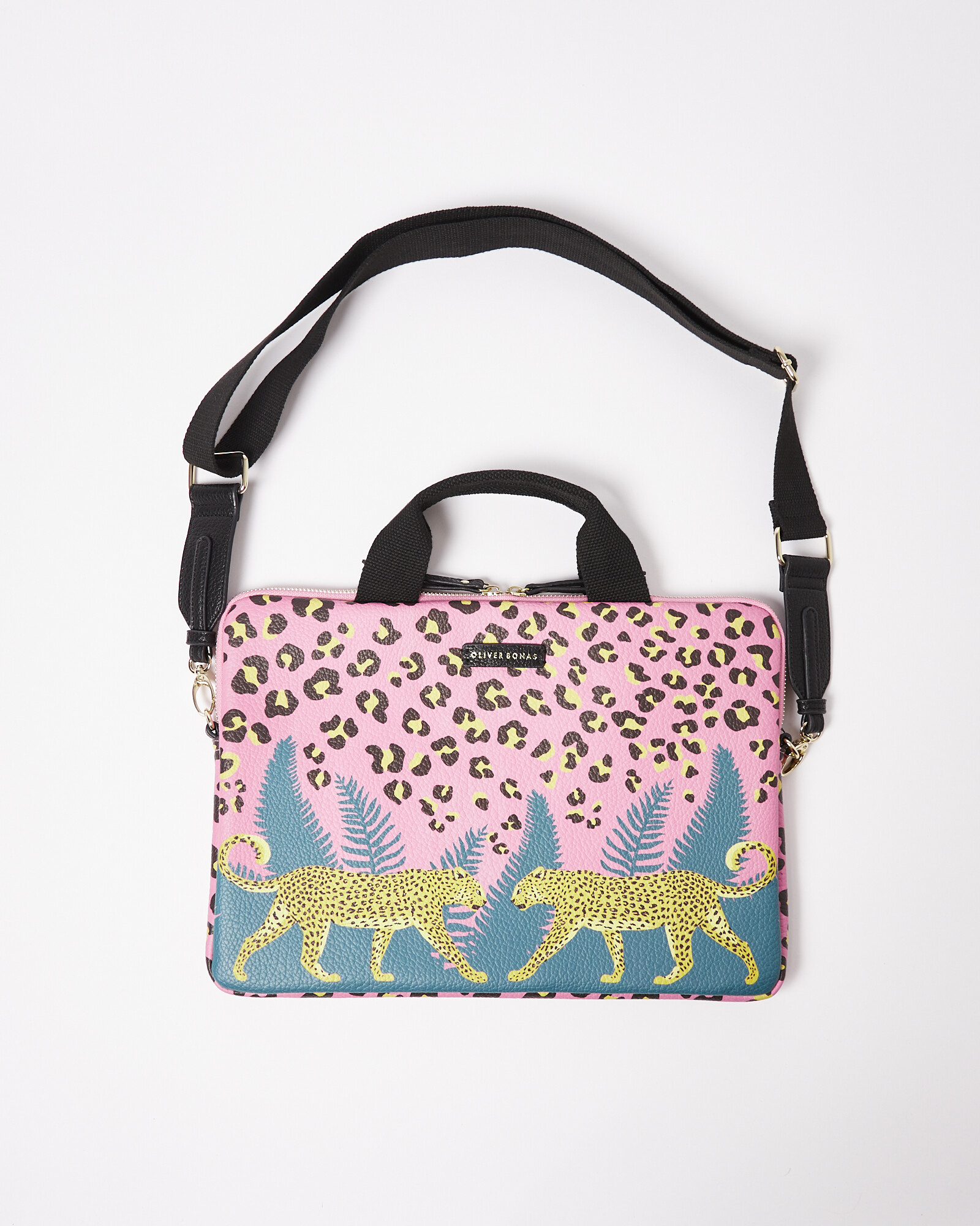 Leopard Palm Pink Laptop Case | Oliver Bonas