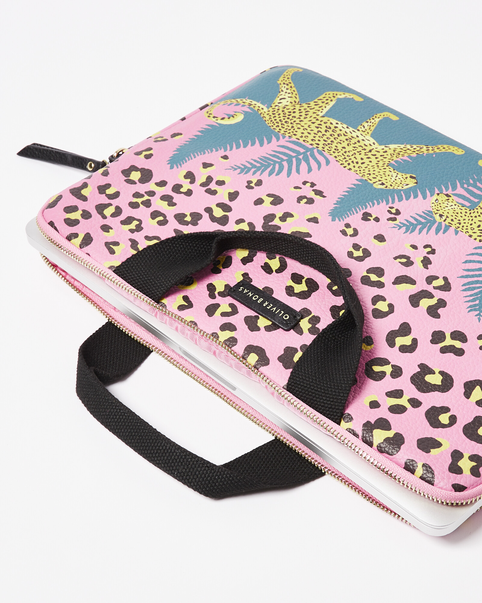 Leopard Palm Pink Laptop Case | Oliver Bonas