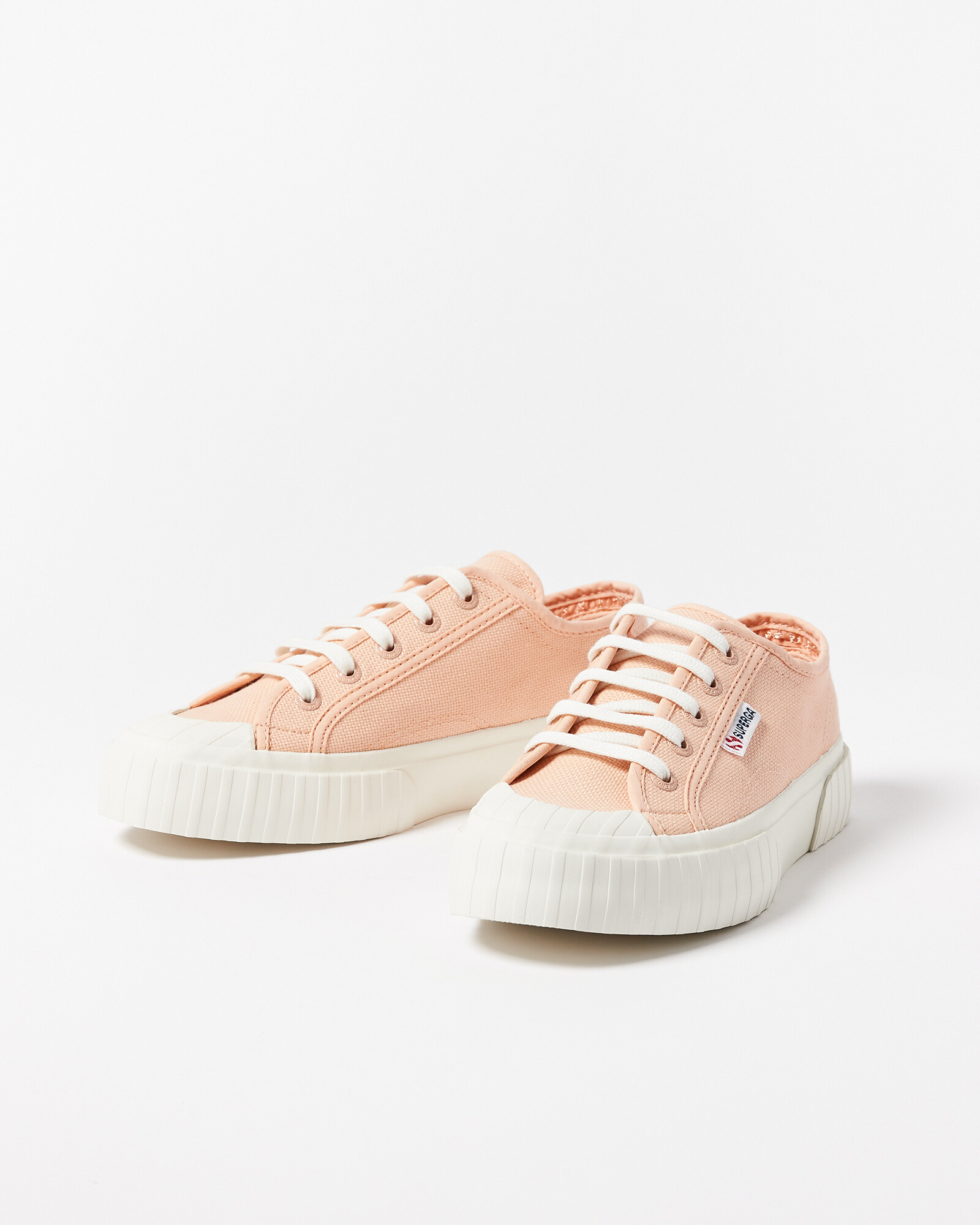 Superga 2630 Stripe Pink Peach Cotton Trainers | Oliver Bonas