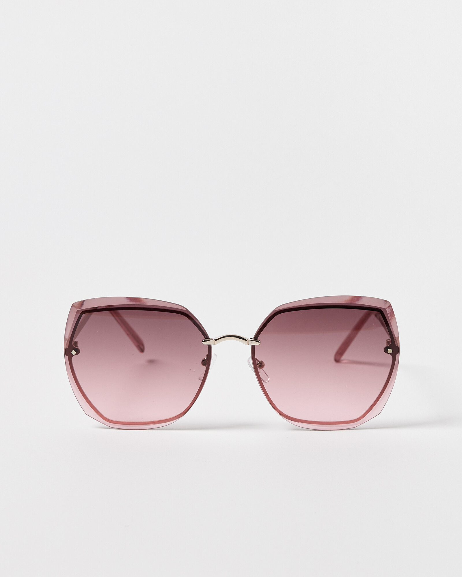 Pink Rimless Metal Detail Round Sunglasses | Oliver Bonas