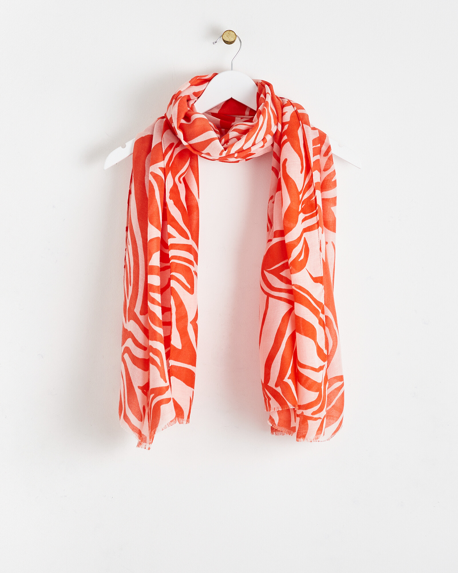 Feather Animal Print Orange Lightweight Scarf | Oliver Bonas