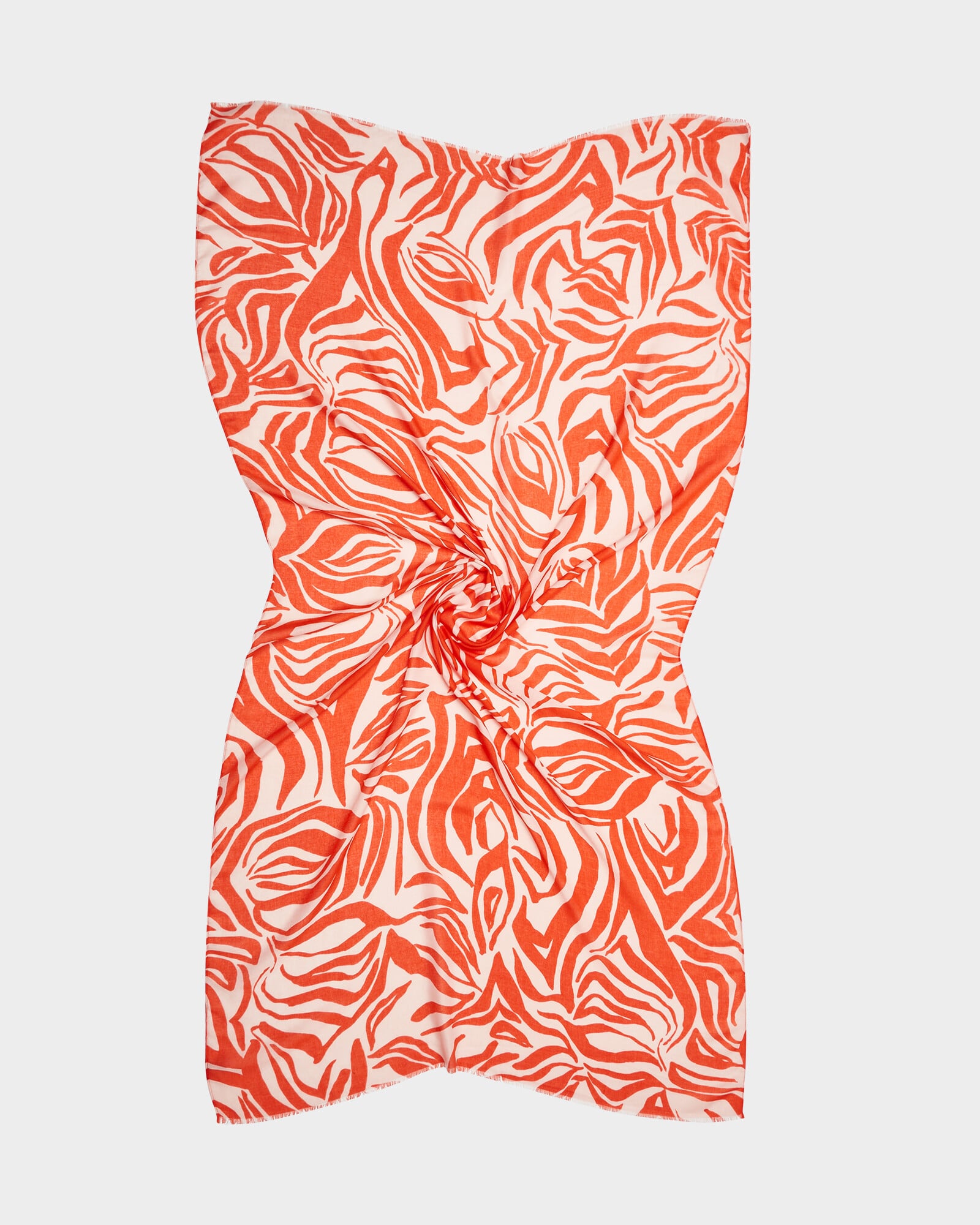 Feather Animal Print Orange Lightweight Scarf | Oliver Bonas