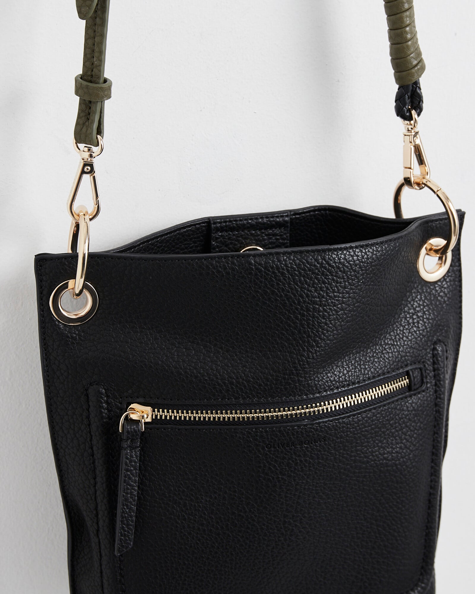 Matila Black Plait Crossbody Bag | Oliver Bonas