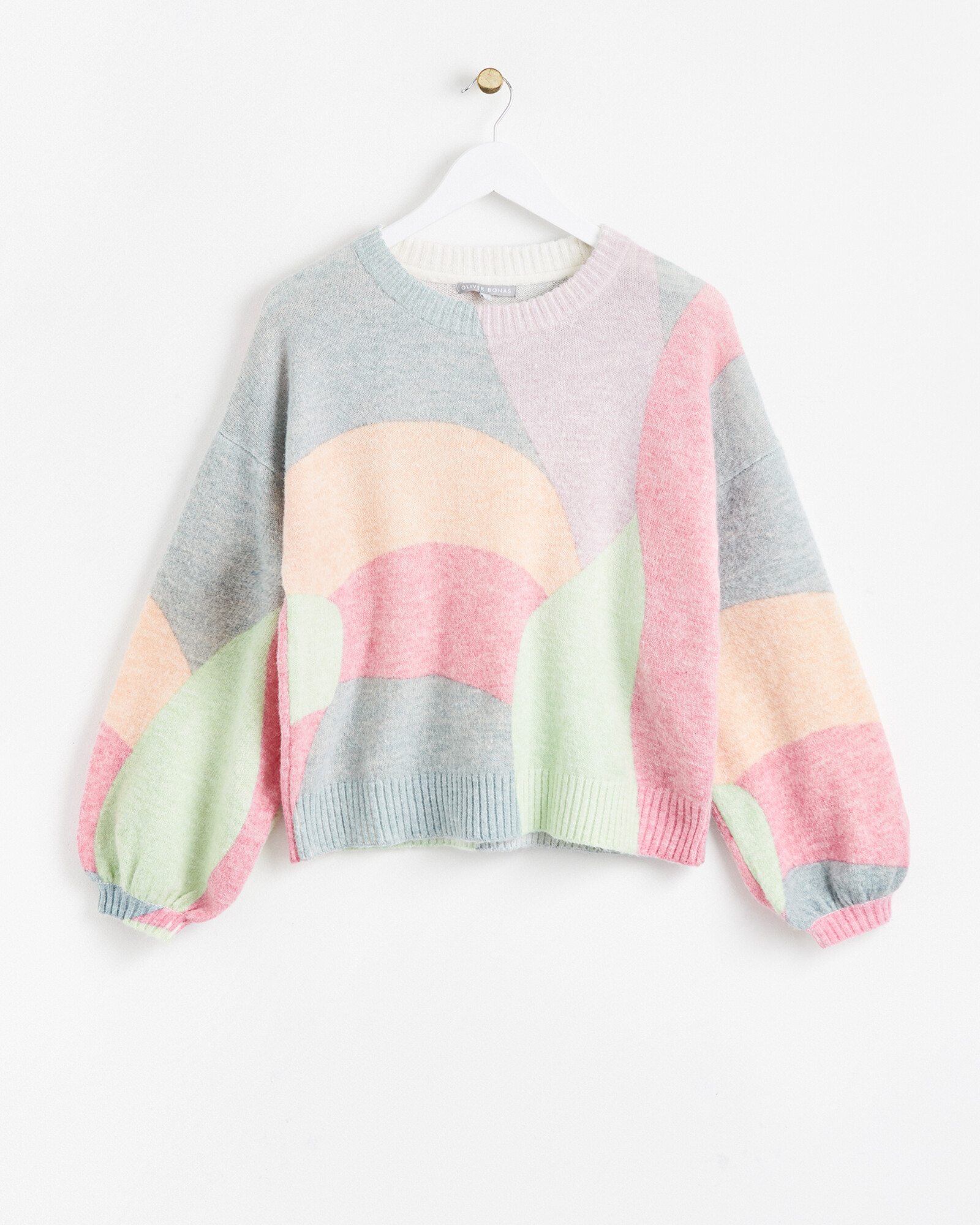 Abstract Print Pink Knitted Jumper | Oliver Bonas