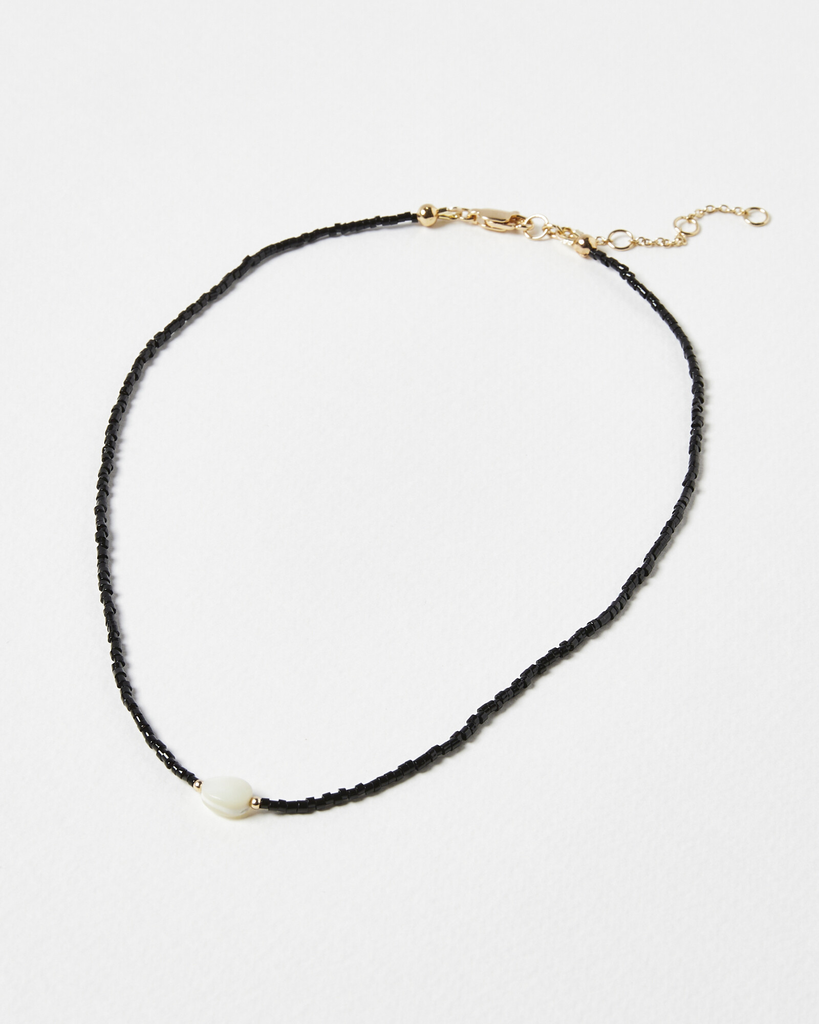 Casper Shell & Black Glass Bead Pendant Necklace | Oliver Bonas