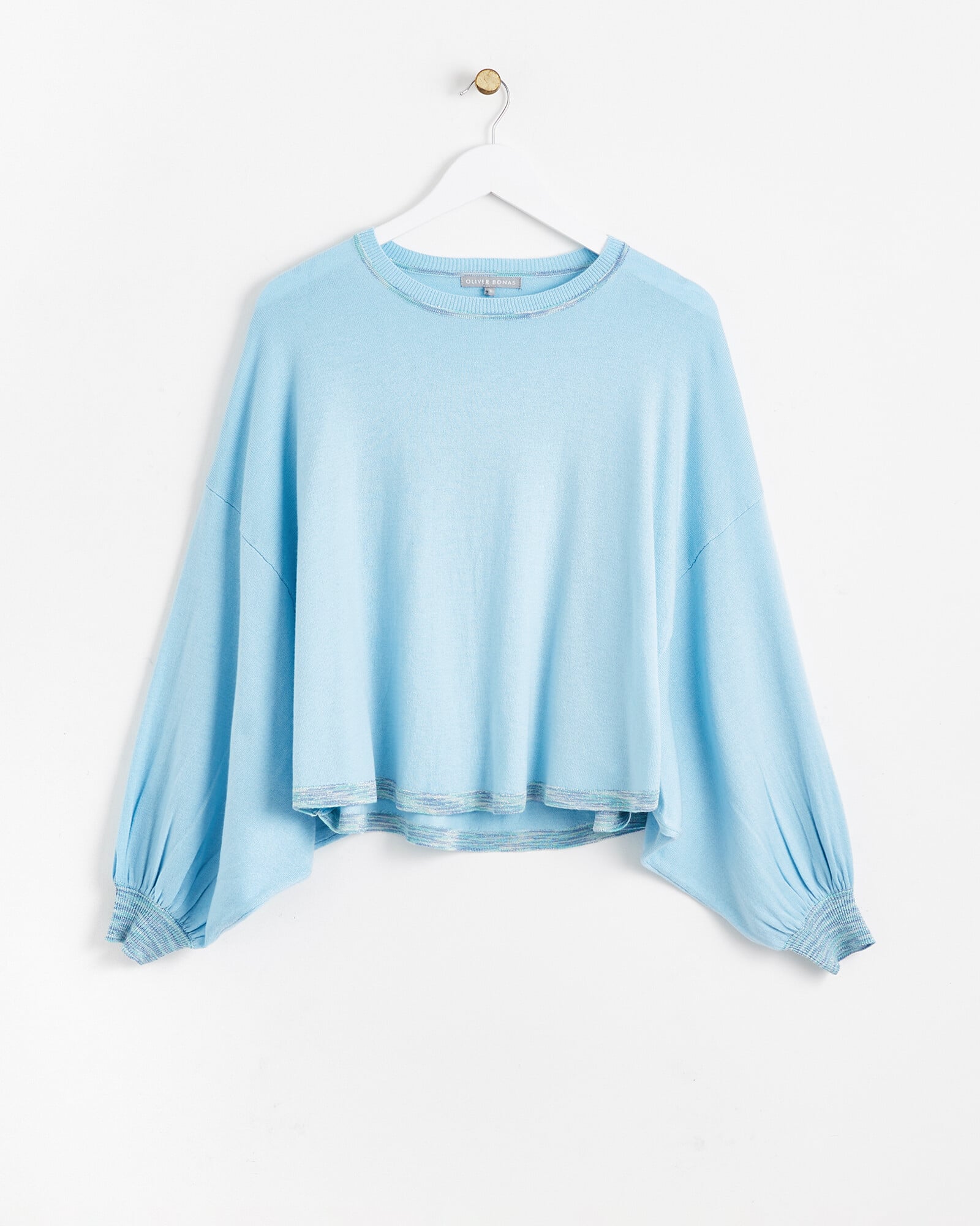 Space Dye Batwing Blue Knitted Jumper | Oliver Bonas