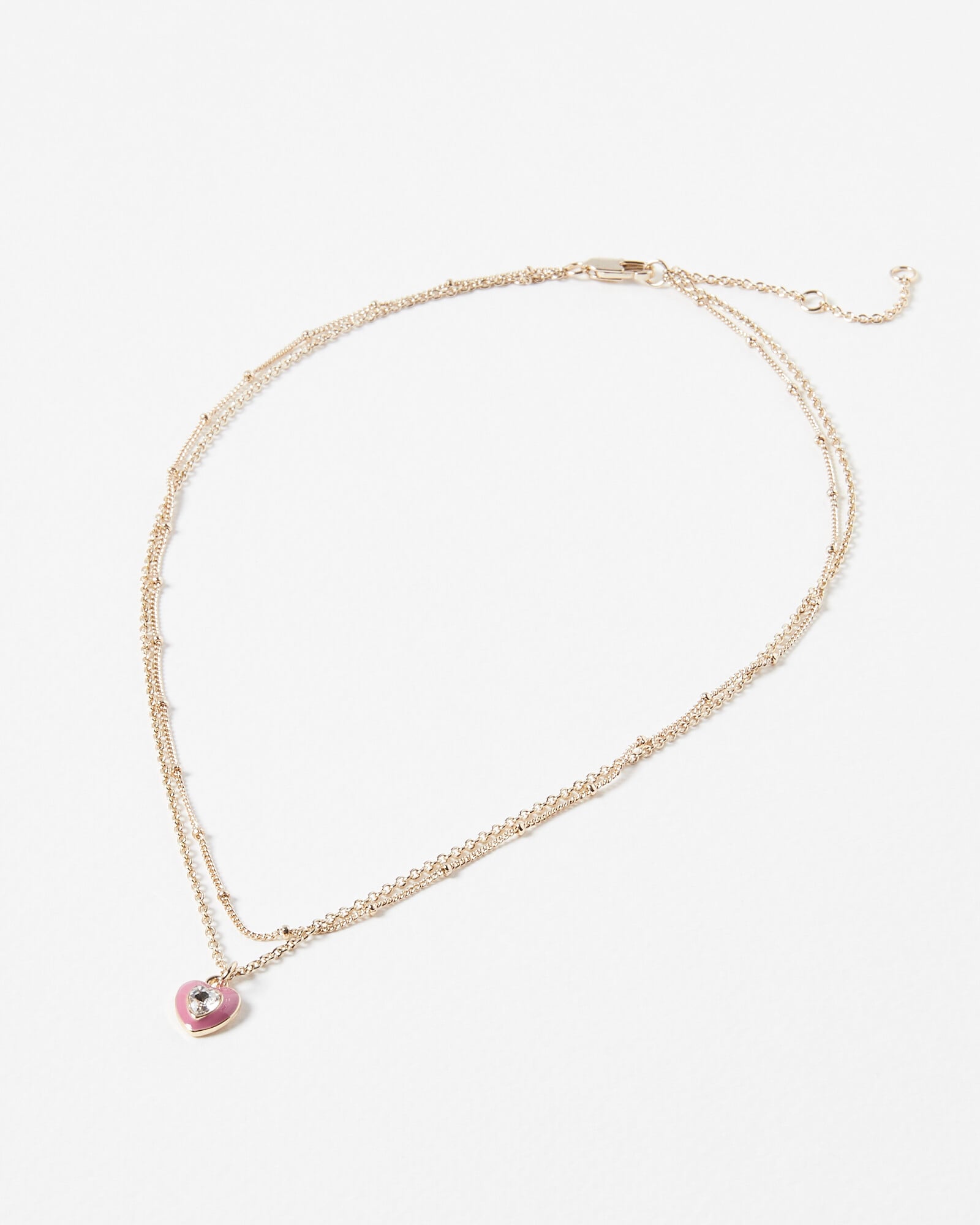 Isabella Heart Charm Double Row Layered Necklace | Oliver Bonas