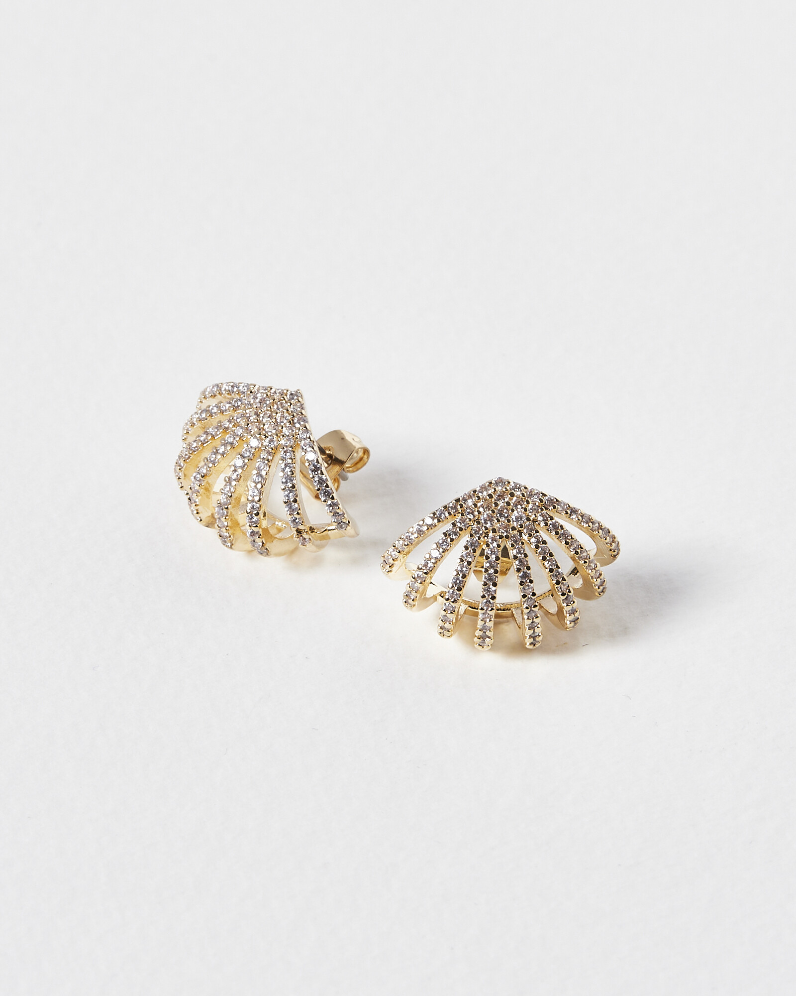 Celeste Fan Glass Bead Gold Tone Hoop Earrings | Oliver Bonas