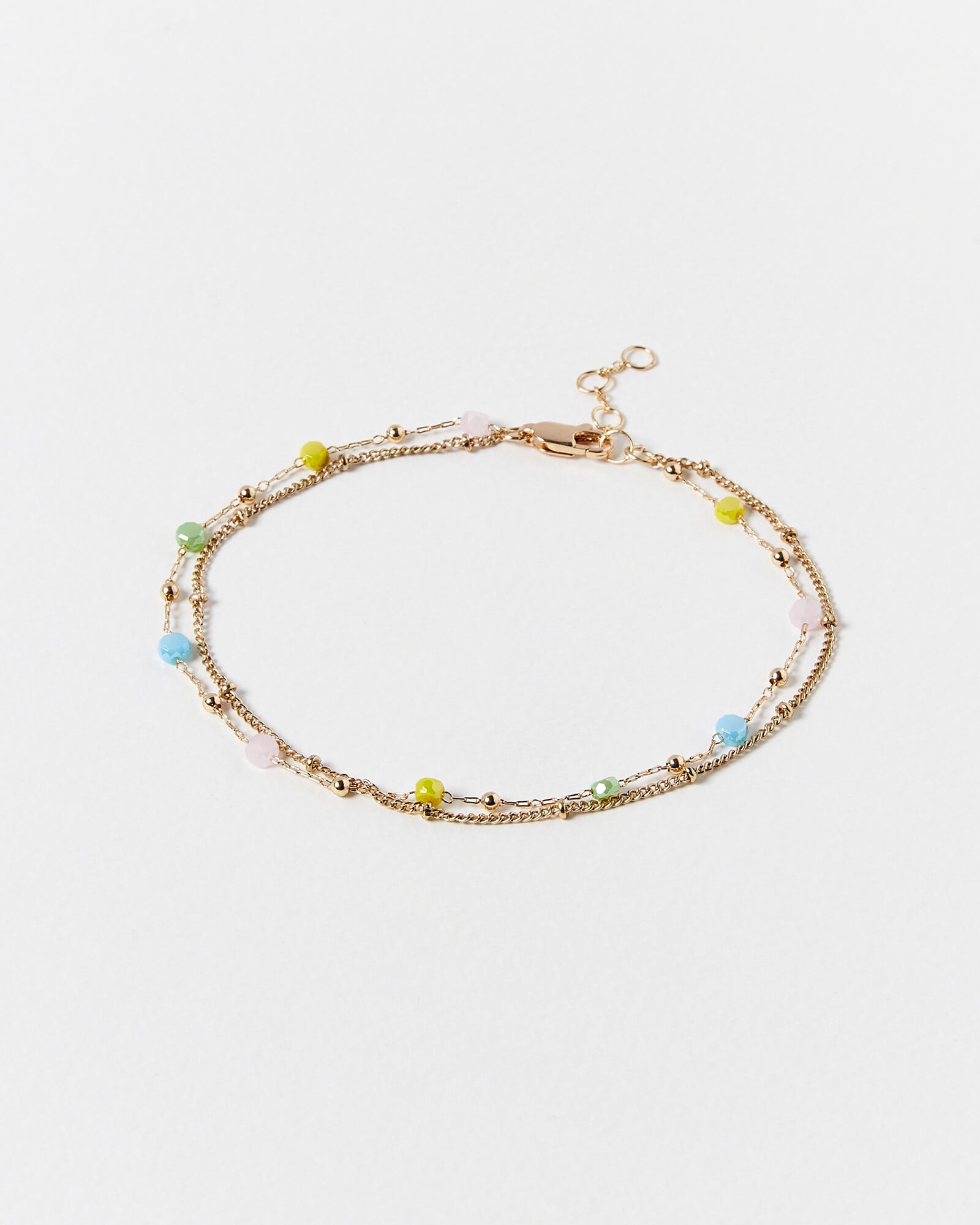 Aiko Double Row Bead Gold Tone Anklet | Oliver Bonas