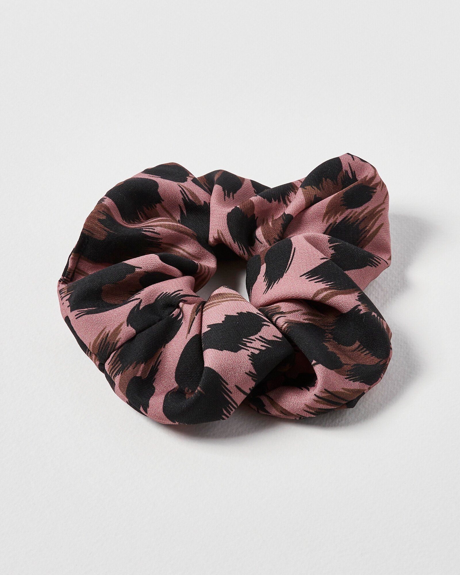 Cynthia Animal Print Pink & Black Hair Scrunchie | Oliver Bonas