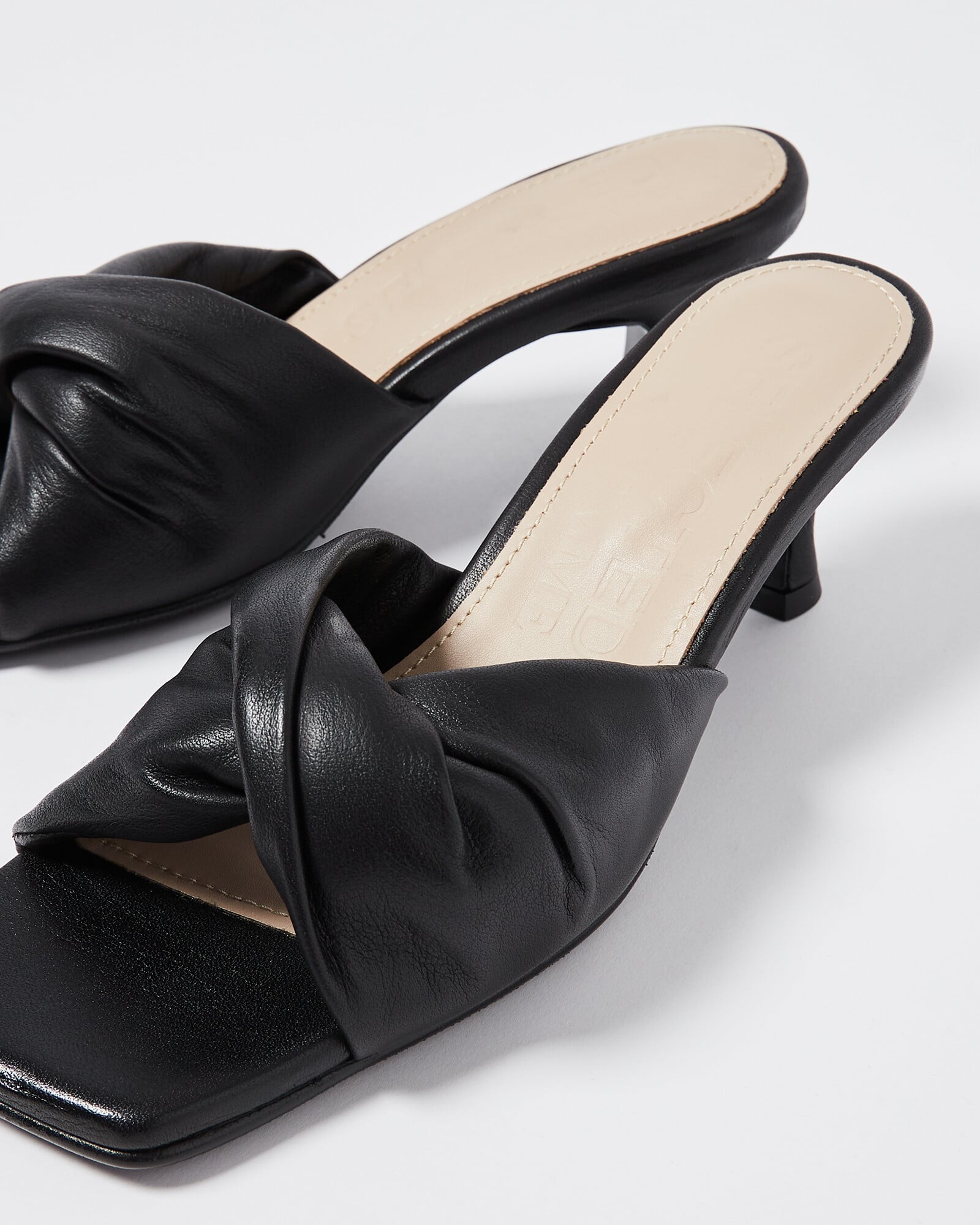 Selected Femme Ashley Black Heeled Mule Sandals | Oliver Bonas