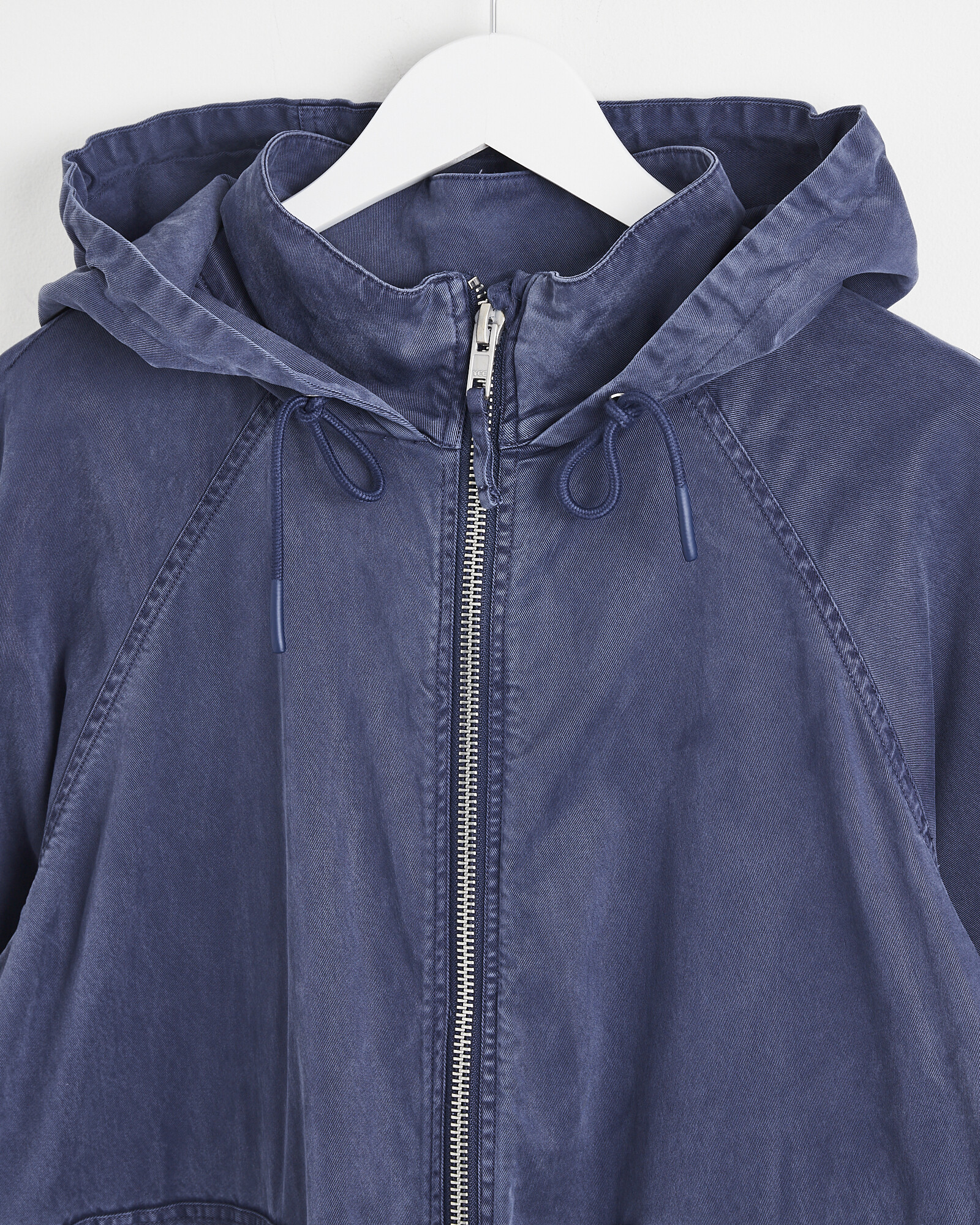 Lightweight Hooded Blue Parka Coat | Oliver Bonas