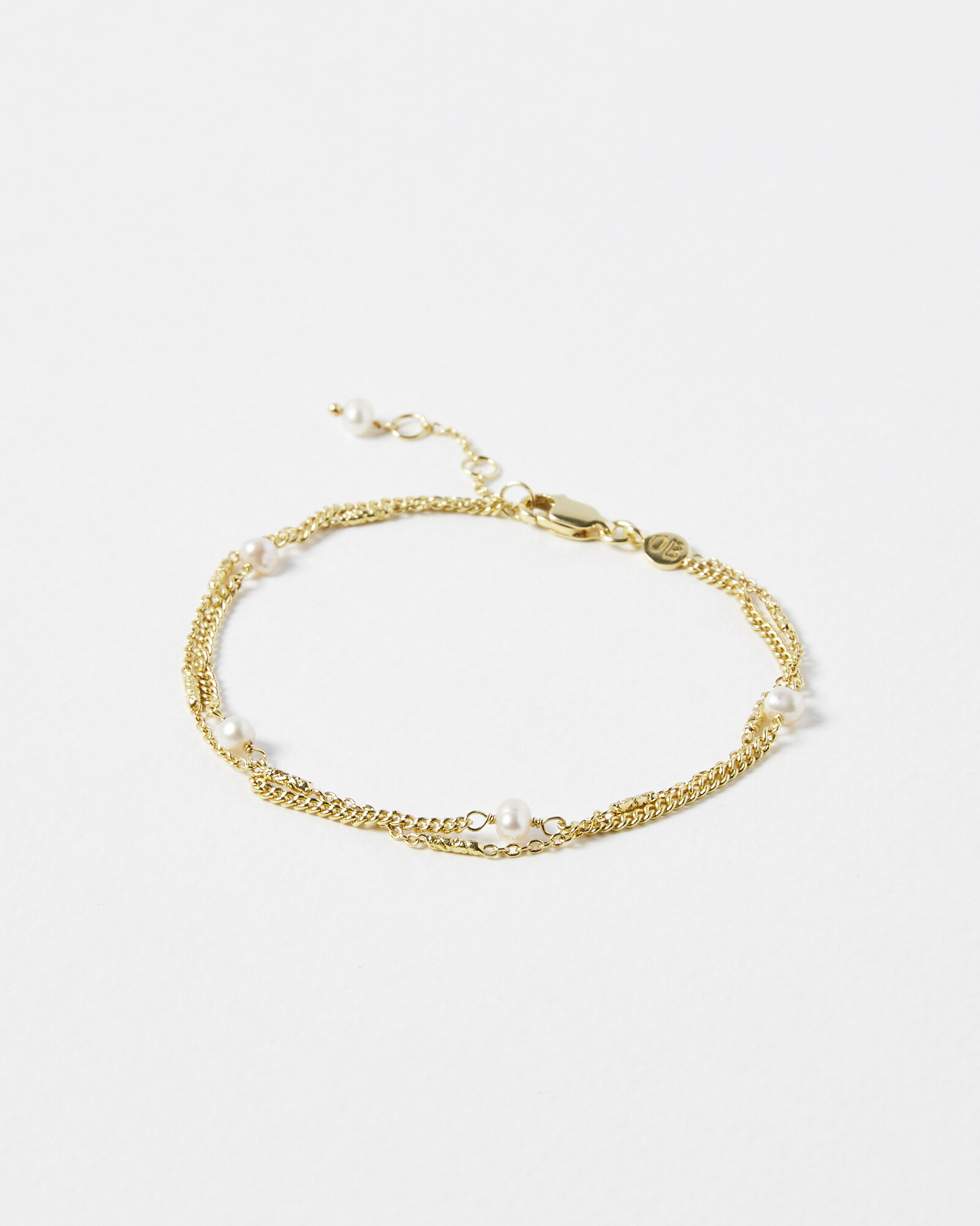 Isla Double Row Freshwater Pearl Gold Plated Chain Bracelet | Oliver Bonas
