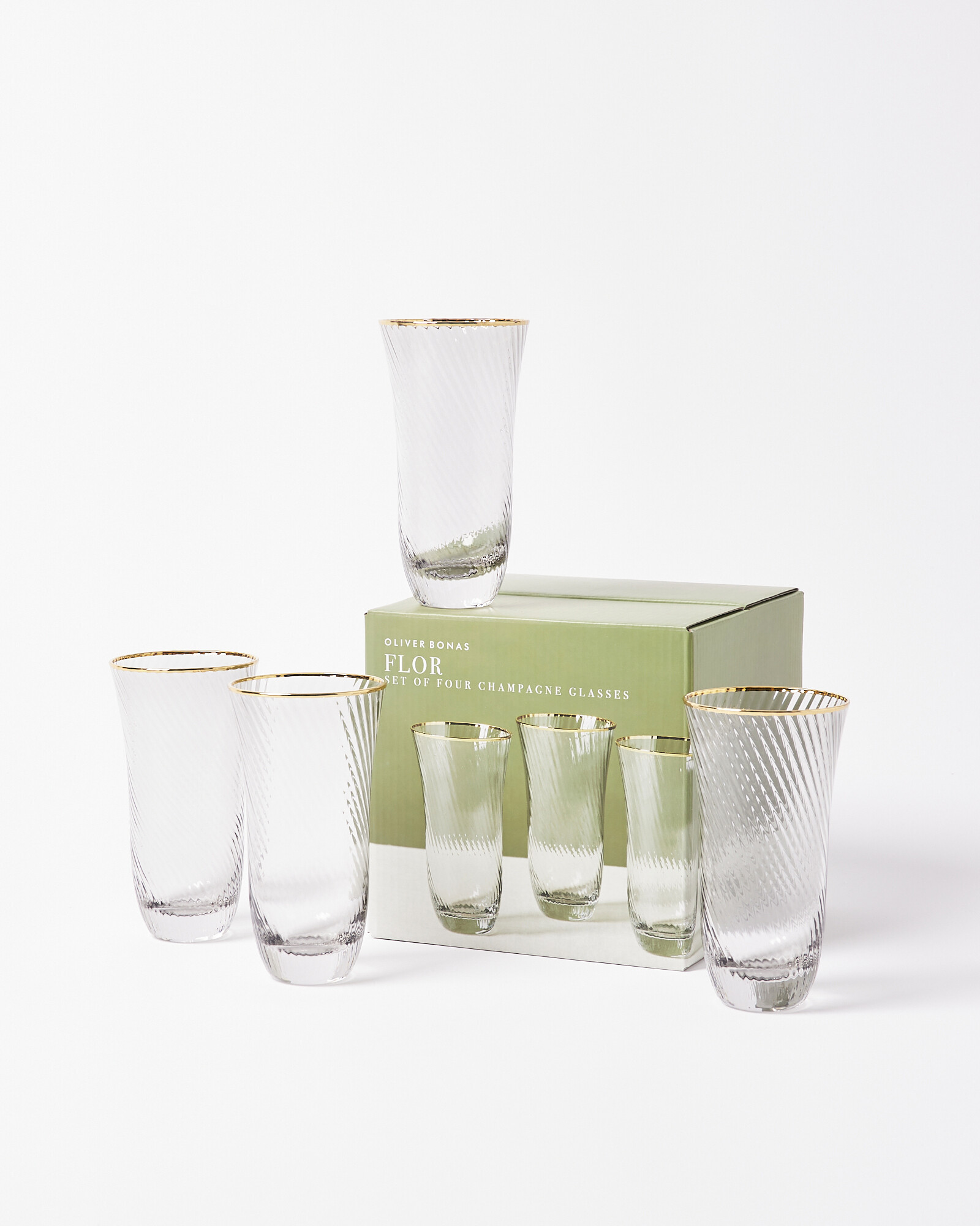 Flor Stemless Grey Champagne Flutes Set Of Four | Oliver Bonas