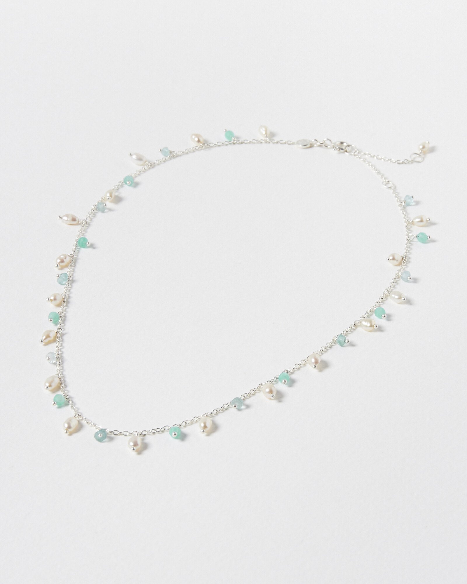Mae Apatite, Amazonite & Freshwater Pearl Silver Chain Necklace ...