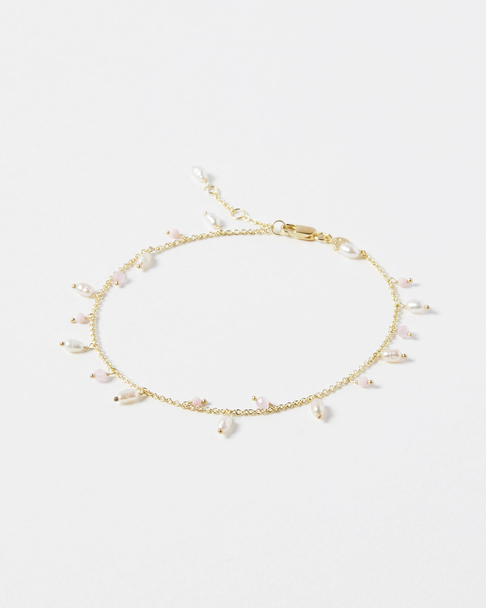 Mae Stone, Bead & Pearl Stationed Chain Anklet | Oliver Bonas