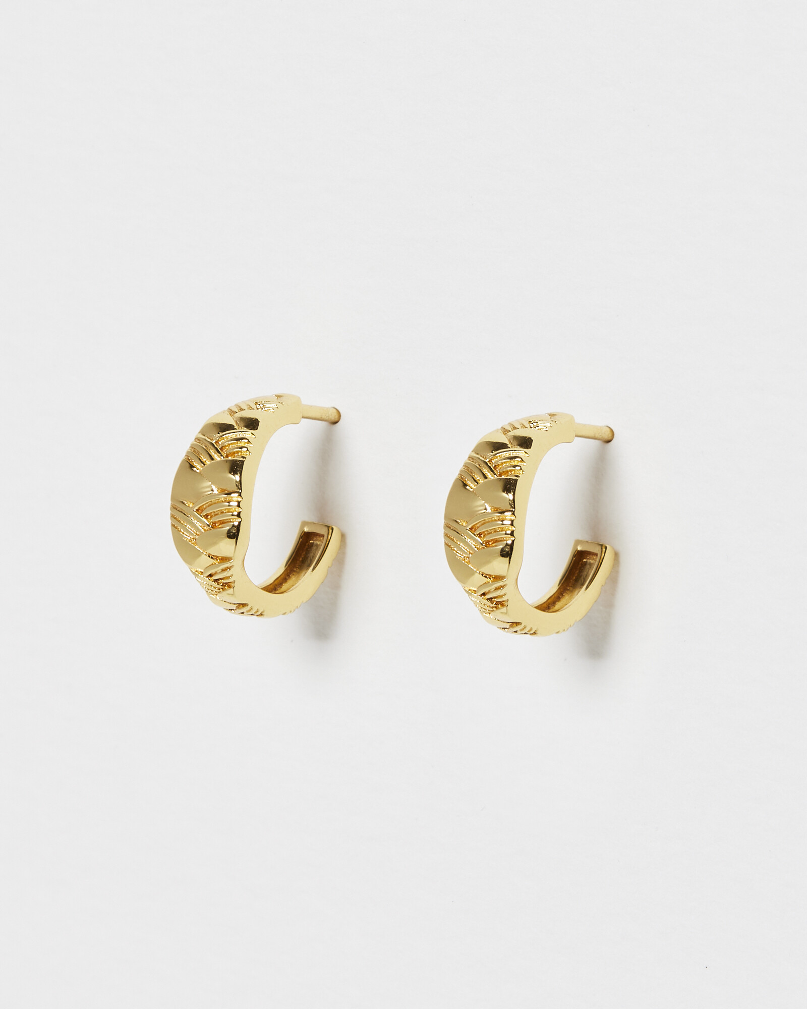 Violet Engraved Texture Gold Plated Hoop Earrings | Oliver Bonas