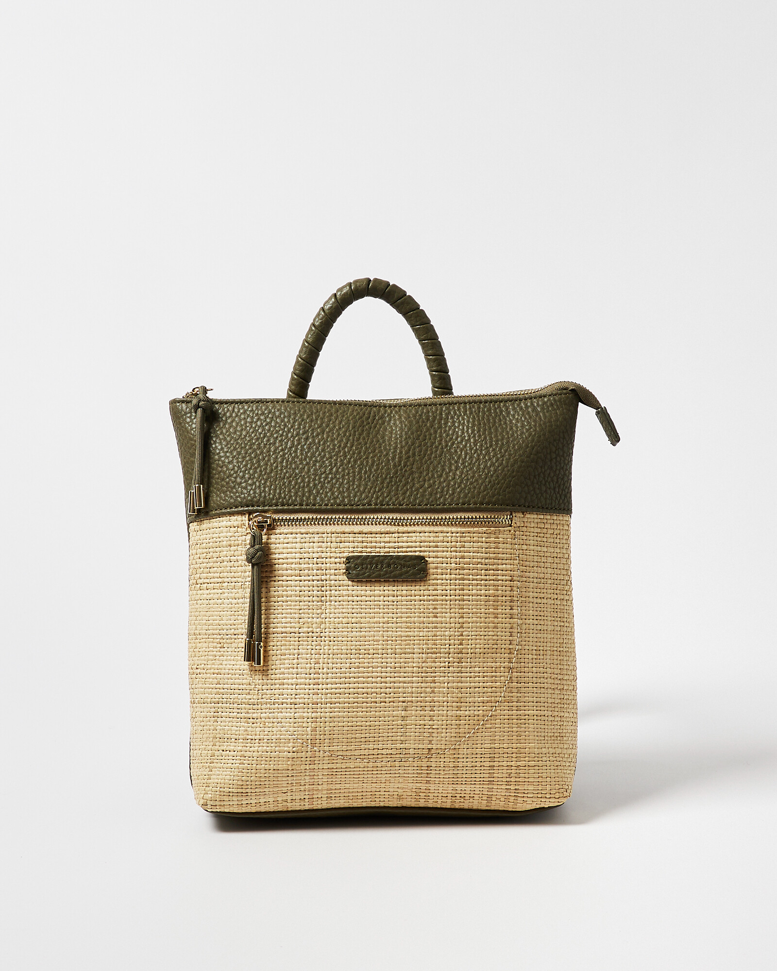 Alfa Khaki Green Weave Backpack Small | Oliver Bonas