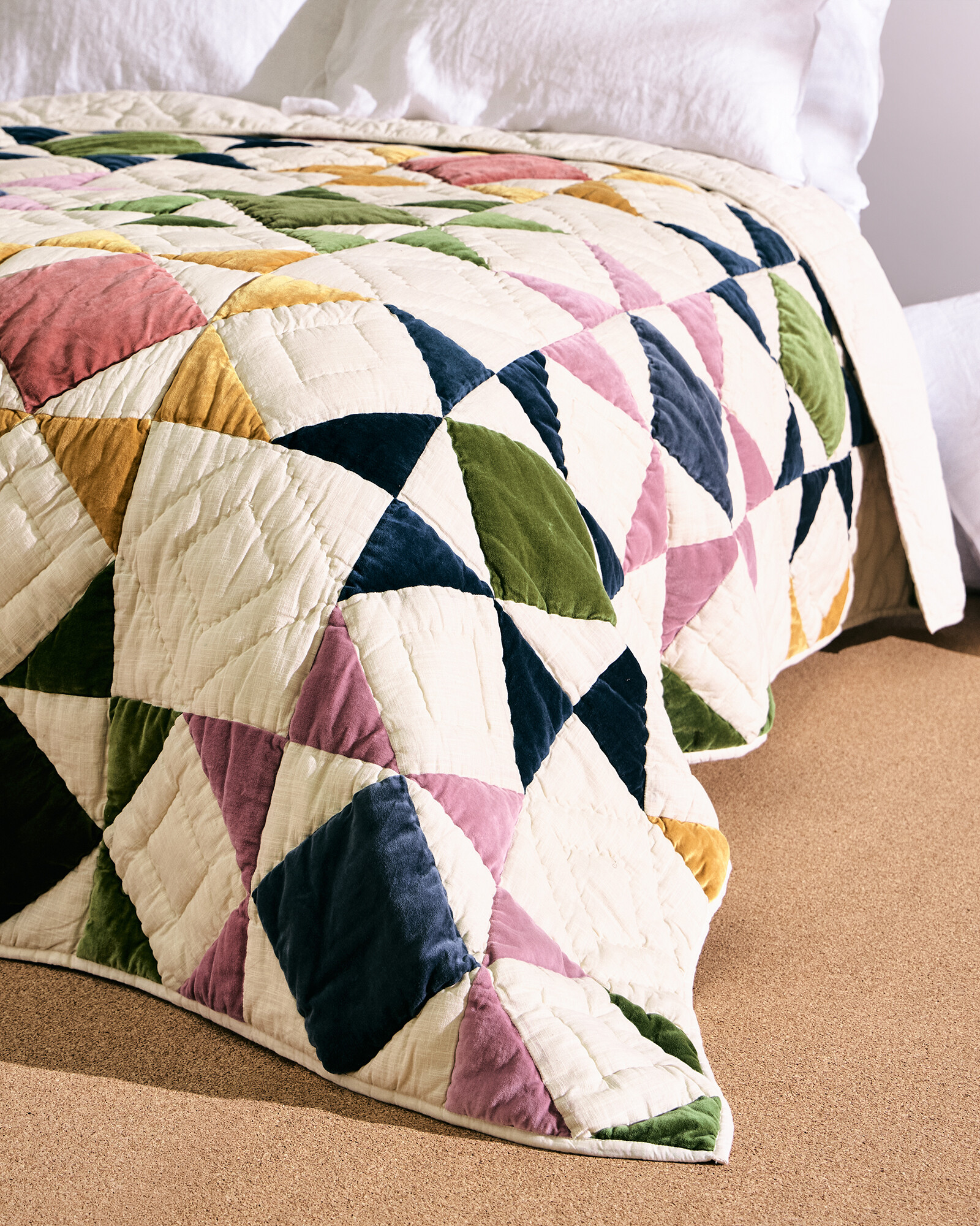 Patchwork Star Multicolour Velvet Quilt | Oliver Bonas