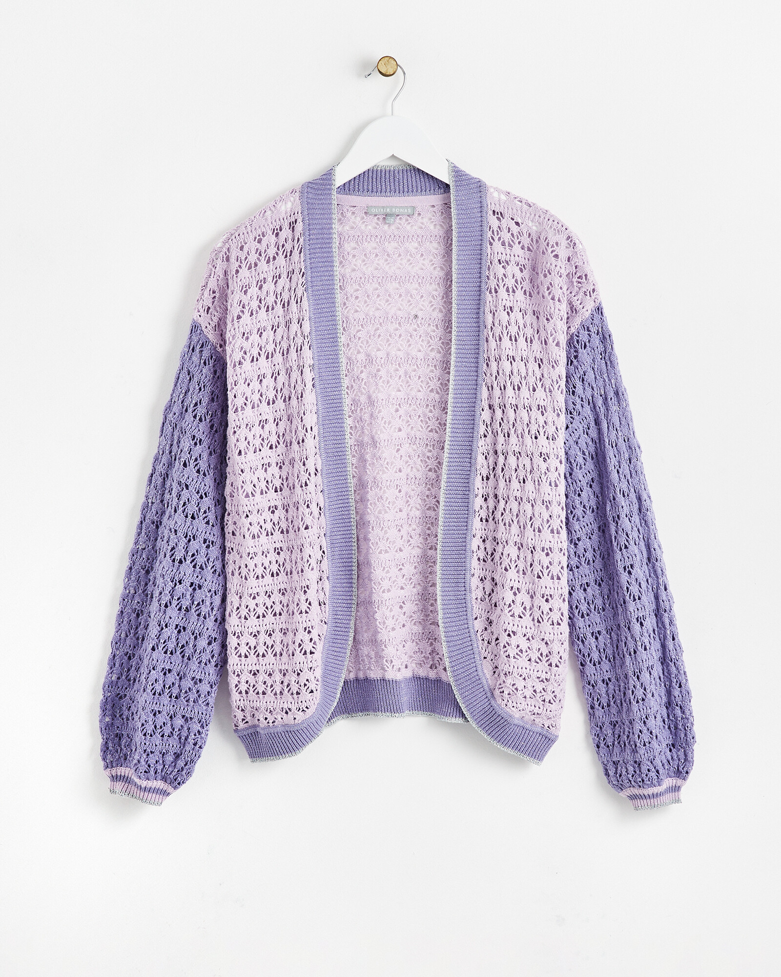 Pointelle Lilac Knitted Cardigan | Oliver Bonas