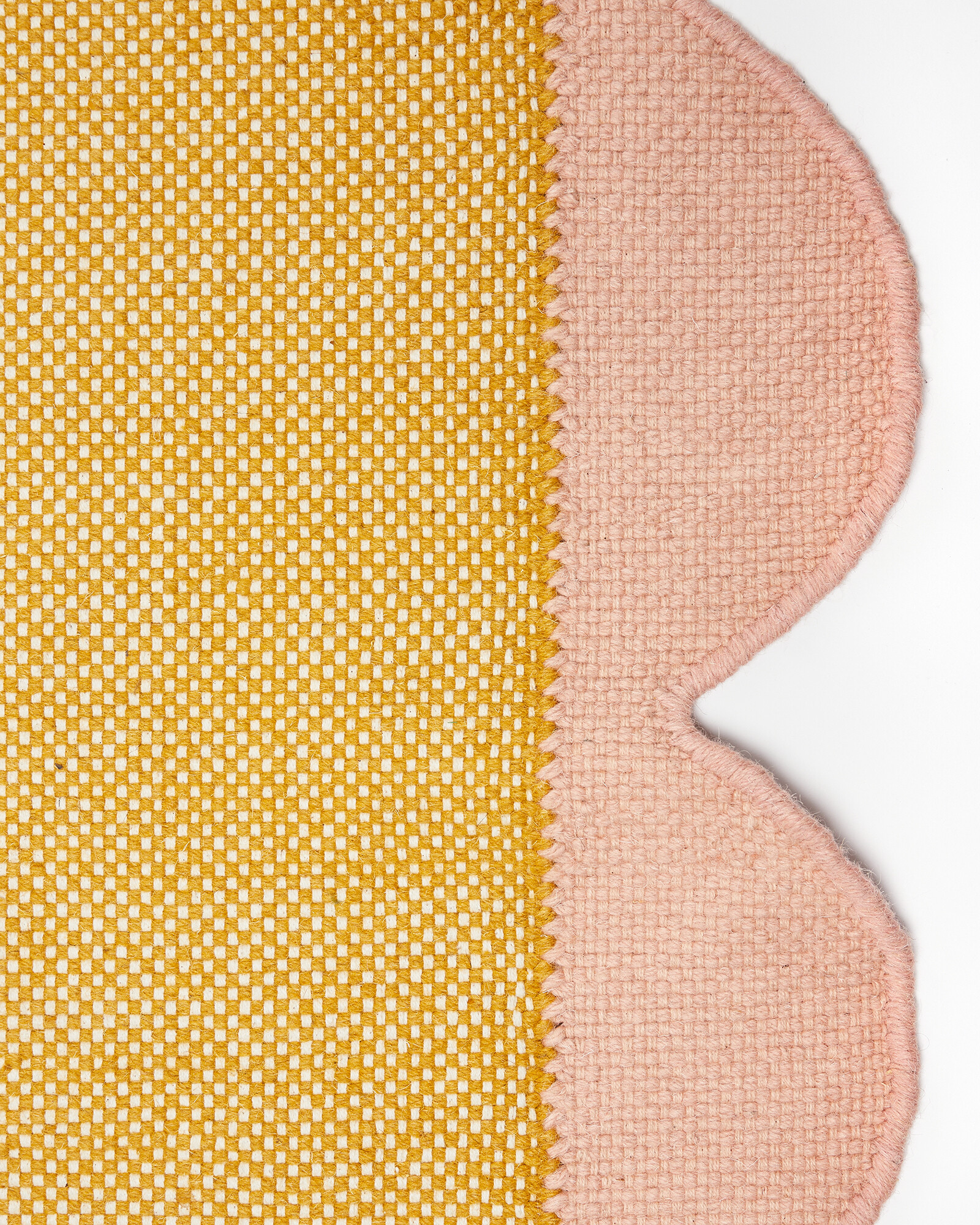 Cecily Handwoven Scalloped Mustard Runner Rug 200x80cm | Oliver Bonas