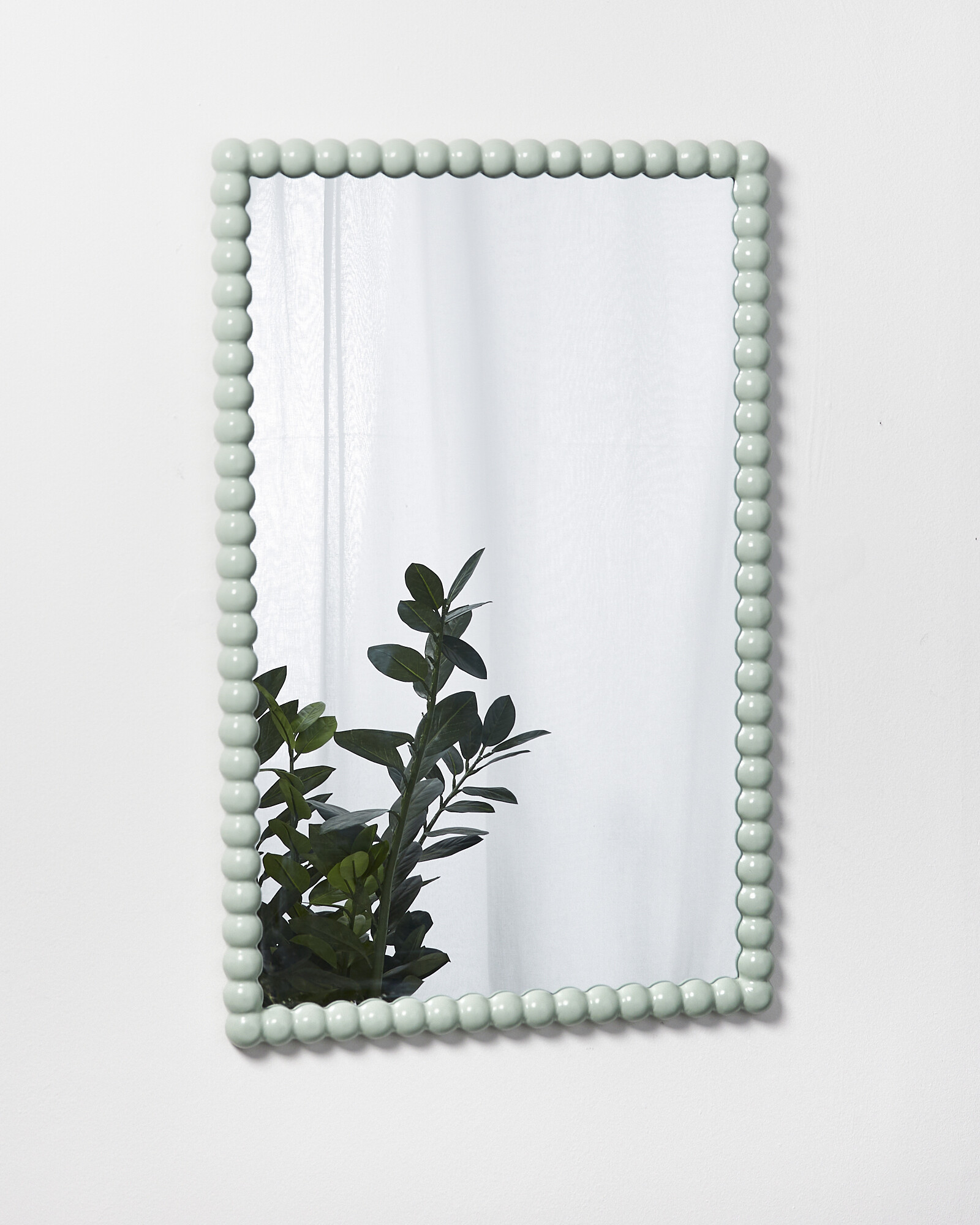 Rectangle Duck Egg Wooden Bobbin Wall Mirror | Oliver Bonas