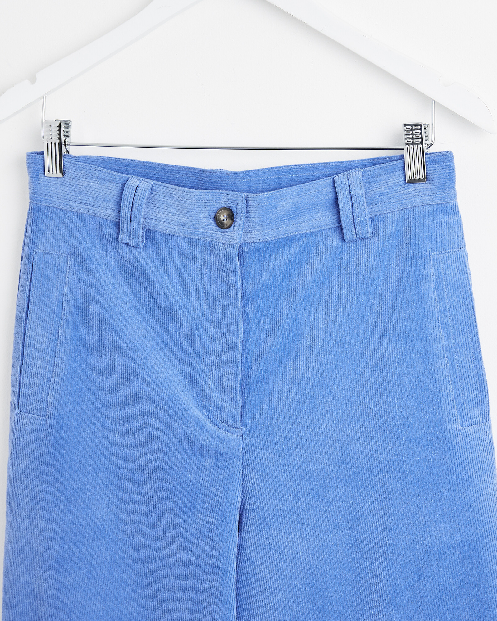 Powder Blue Corduroy Wide Leg Trousers | Oliver Bonas