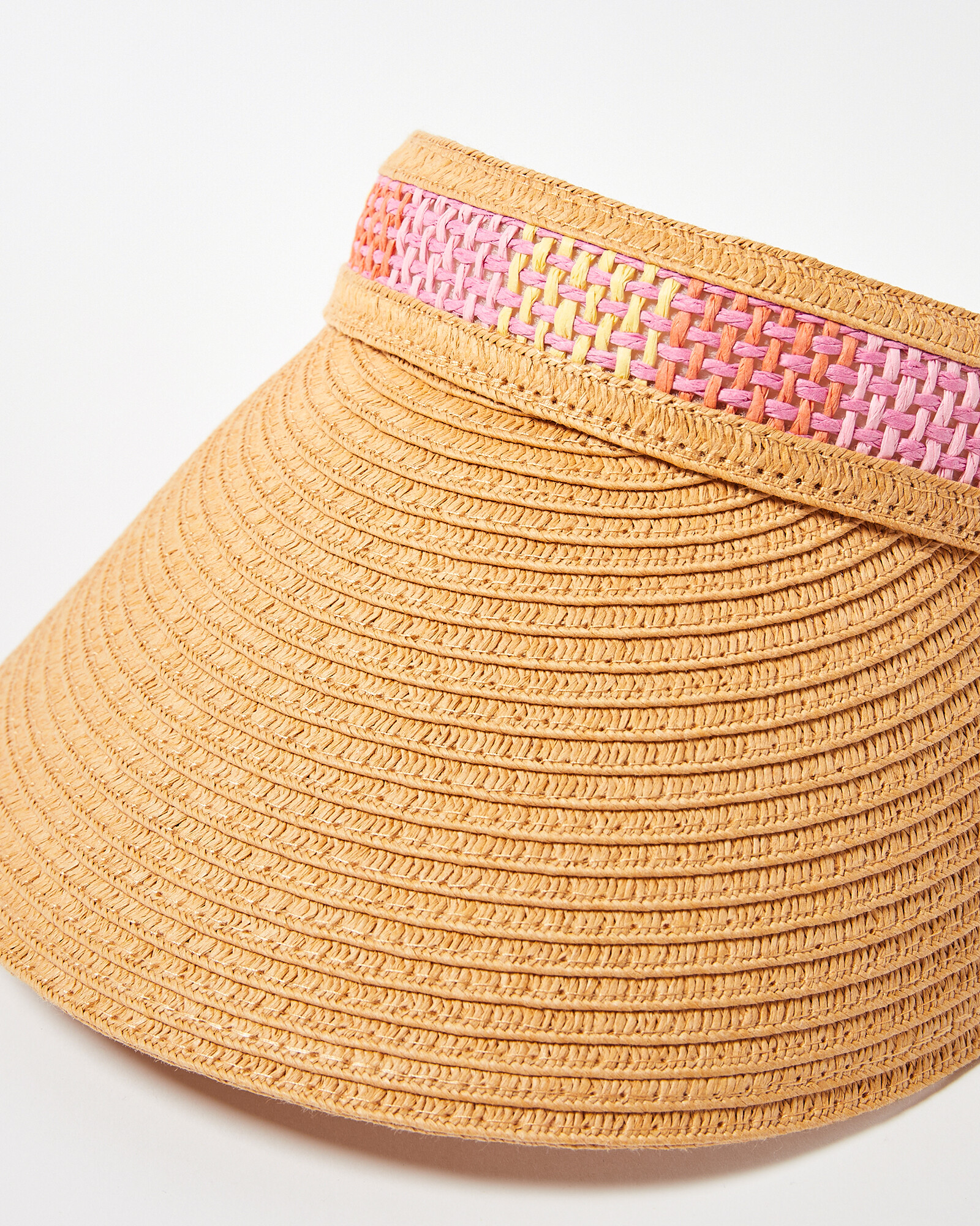 Pink Woven Trim Visor Hat | Oliver Bonas