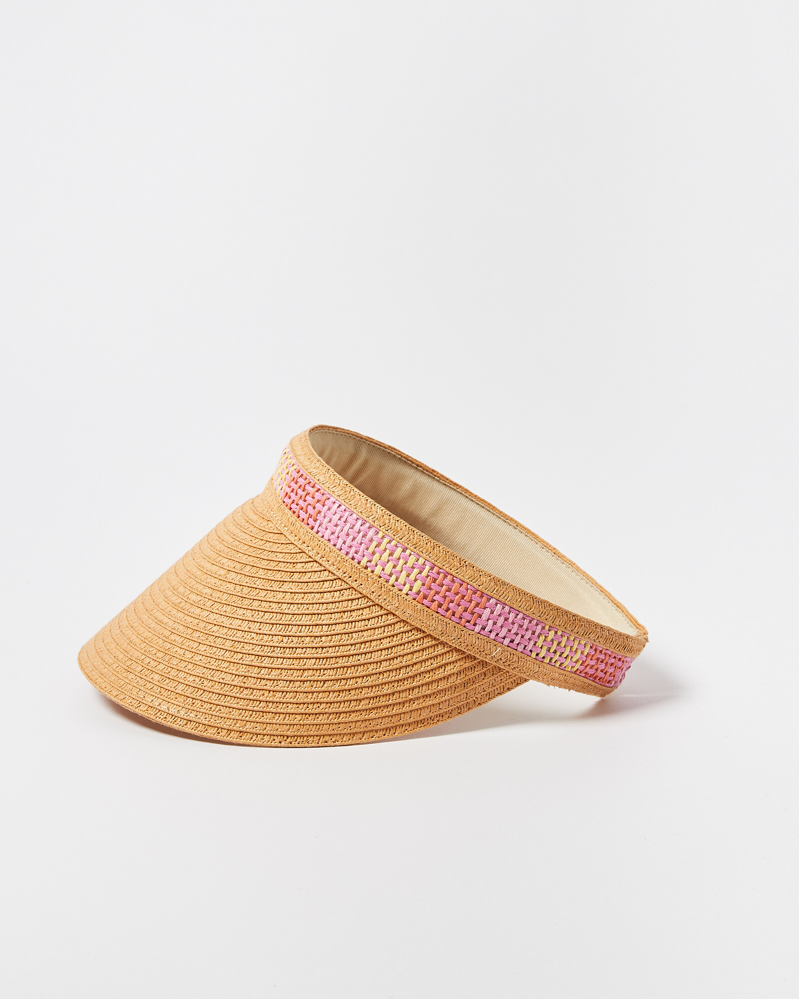 Pink Woven Trim Visor Hat | Oliver Bonas