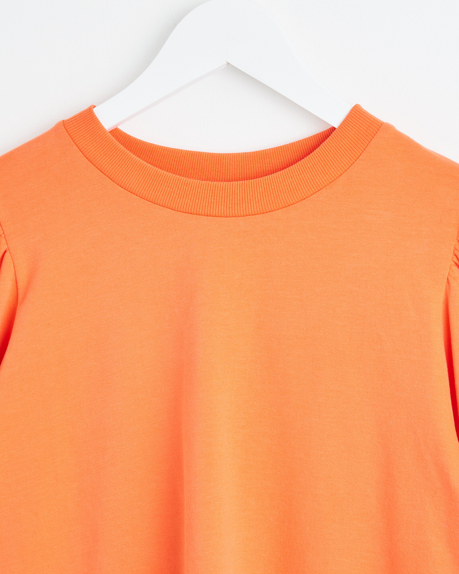 Puff Sleeve Orange Jersey Top | Oliver Bonas