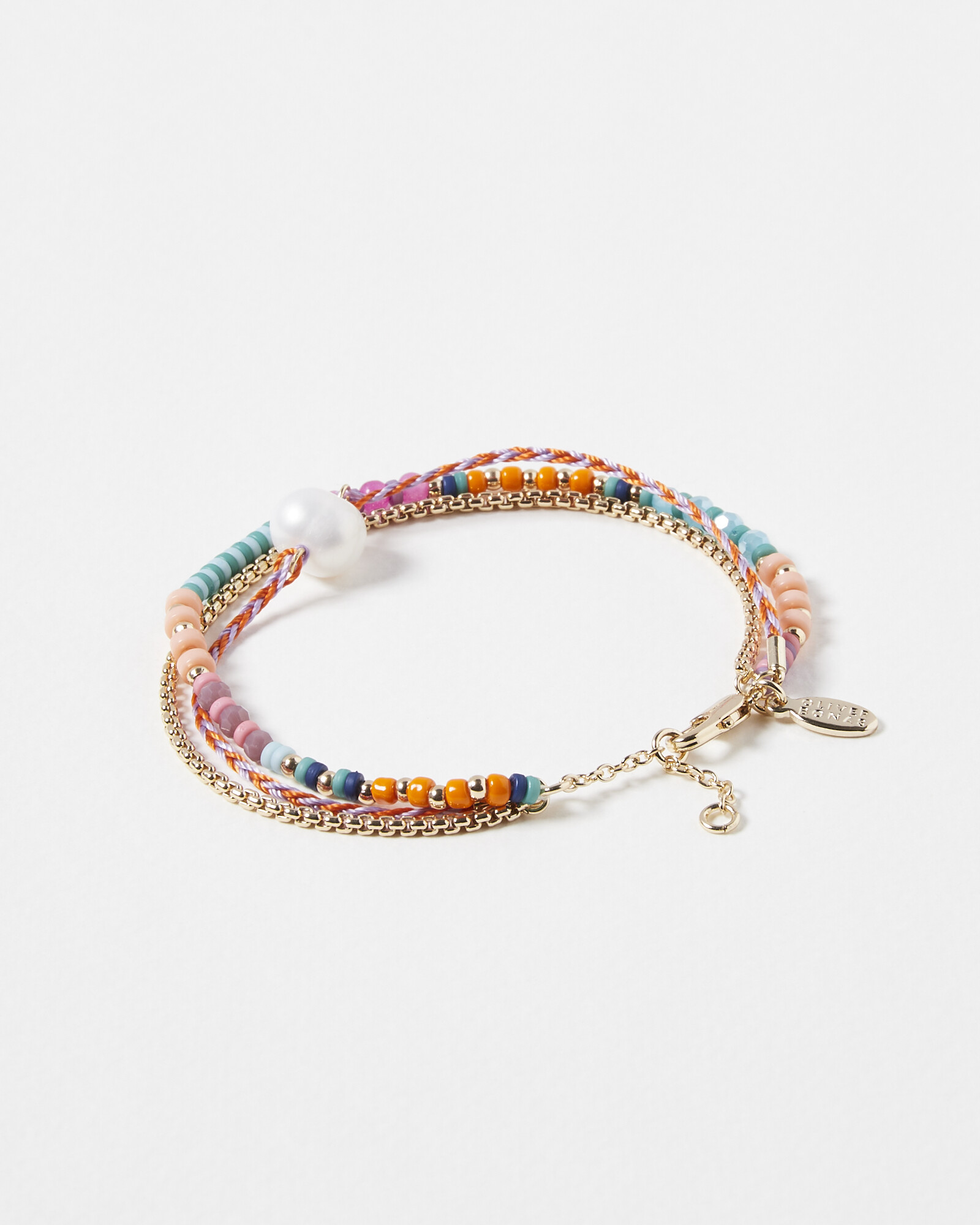 Thalia Triple Row Bead, Chain & Rope Pearl Bracelet | Oliver Bonas