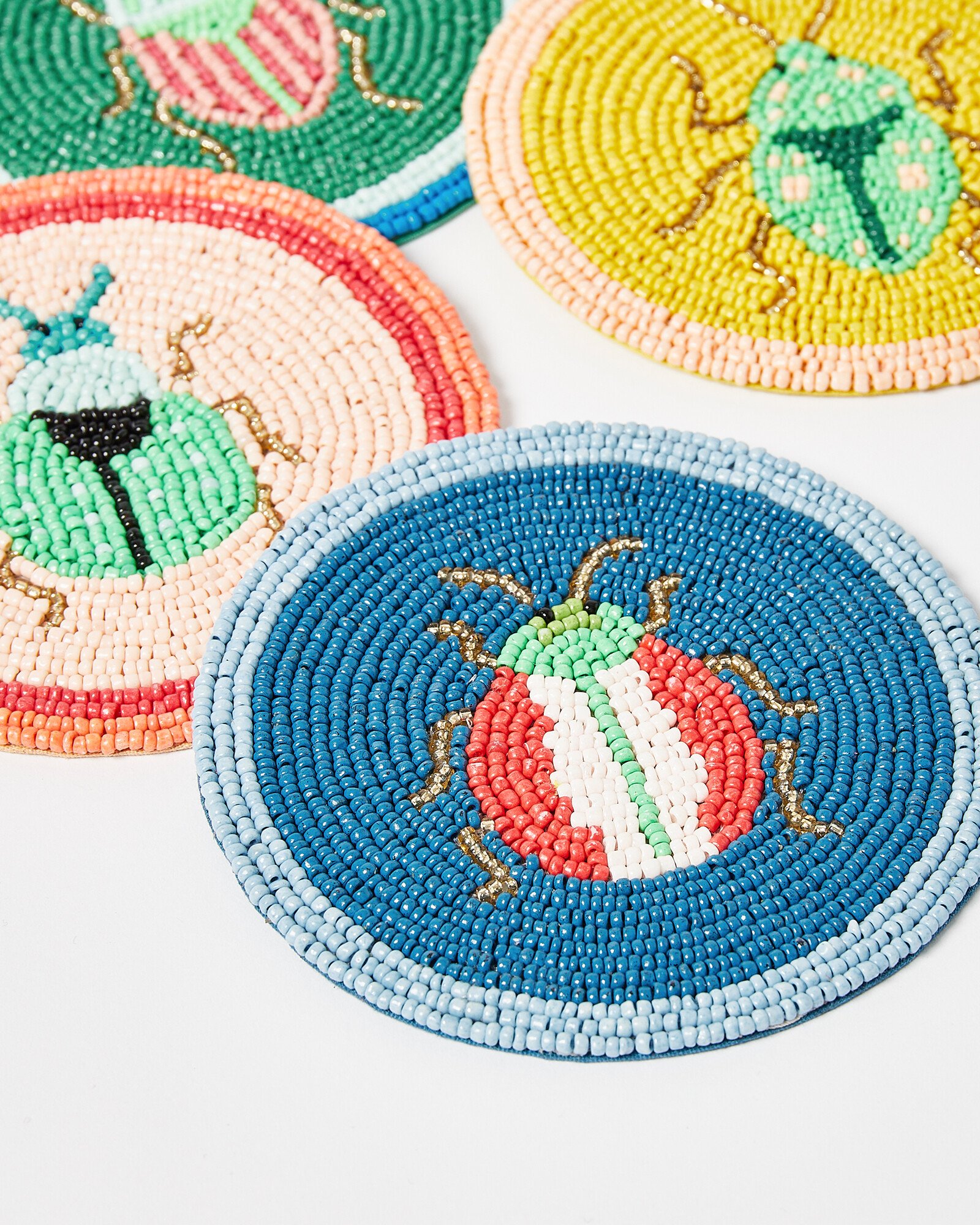 Beaded Beetle Coasters Set of Four | Oliver Bonas