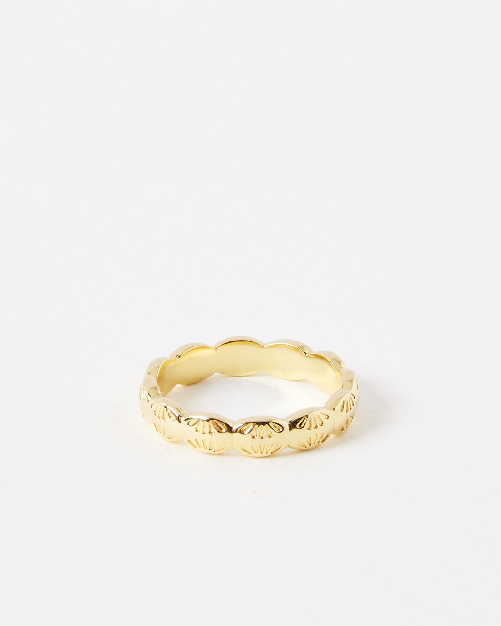 Acacia Scalloped Sunshine Gold Plated Stacking Ring | Oliver Bonas