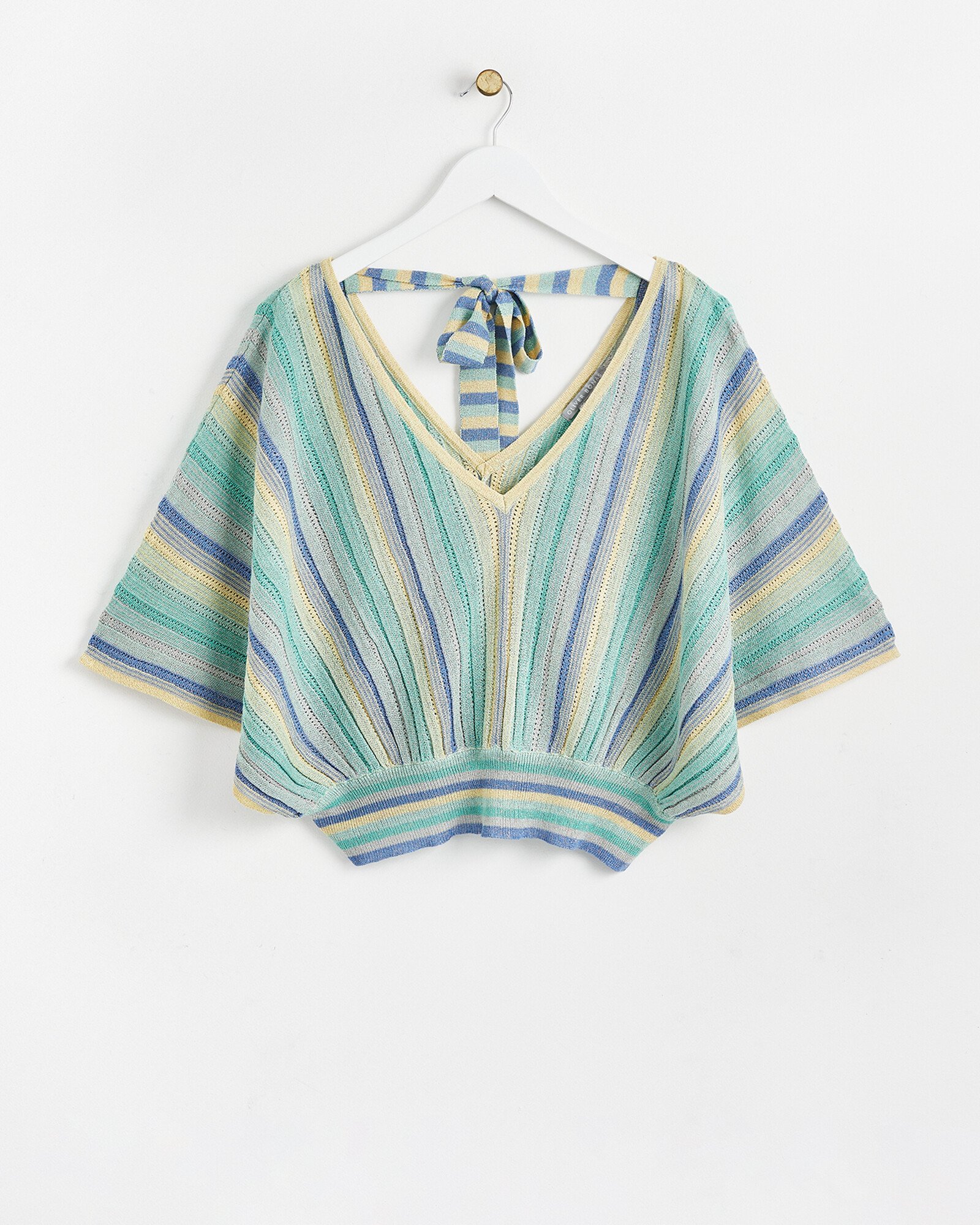 Green Ombre Striped Batwing Knitted Top | Oliver Bonas