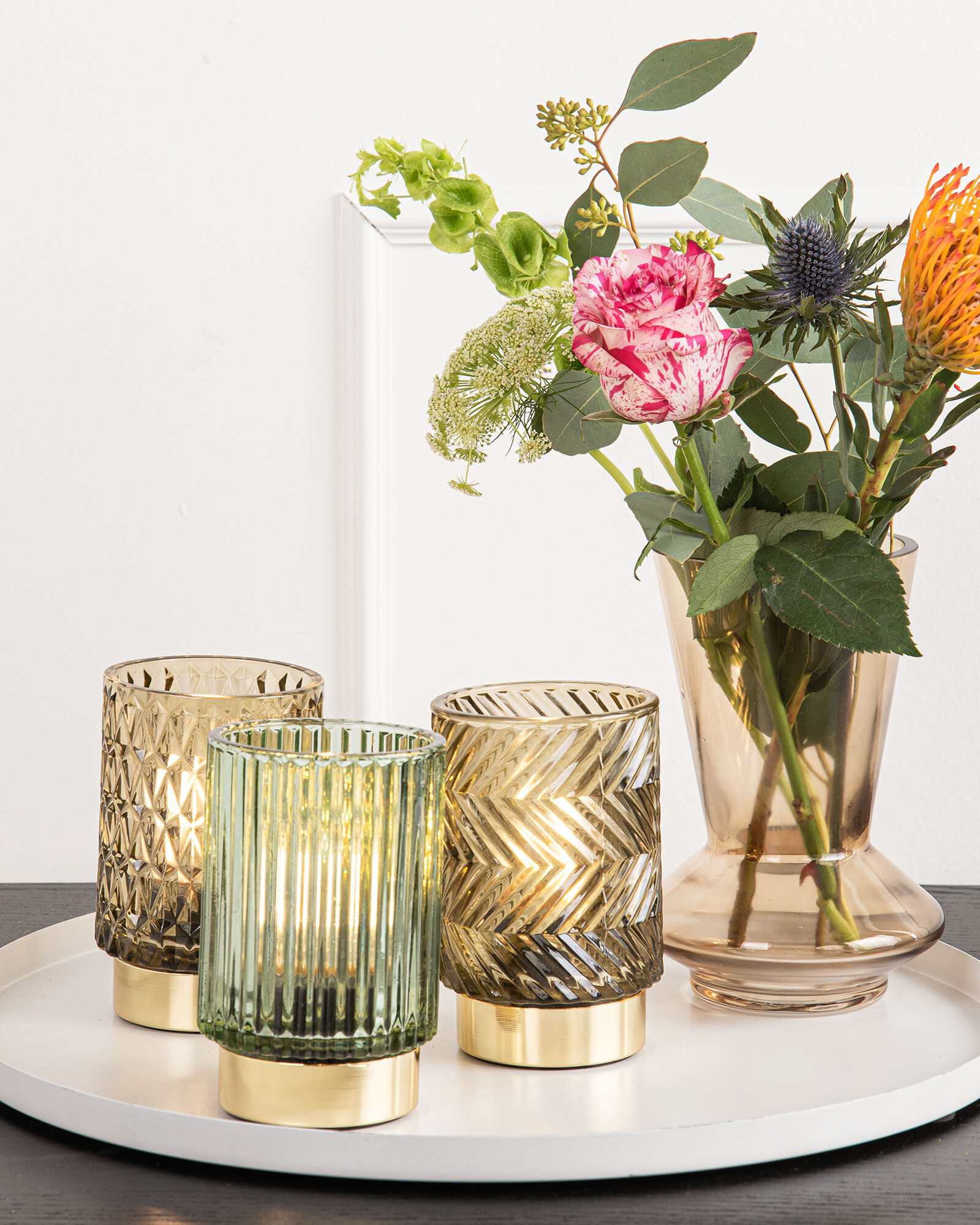 Green Engraved Glass LED Desk & Table Lamp | Oliver Bonas