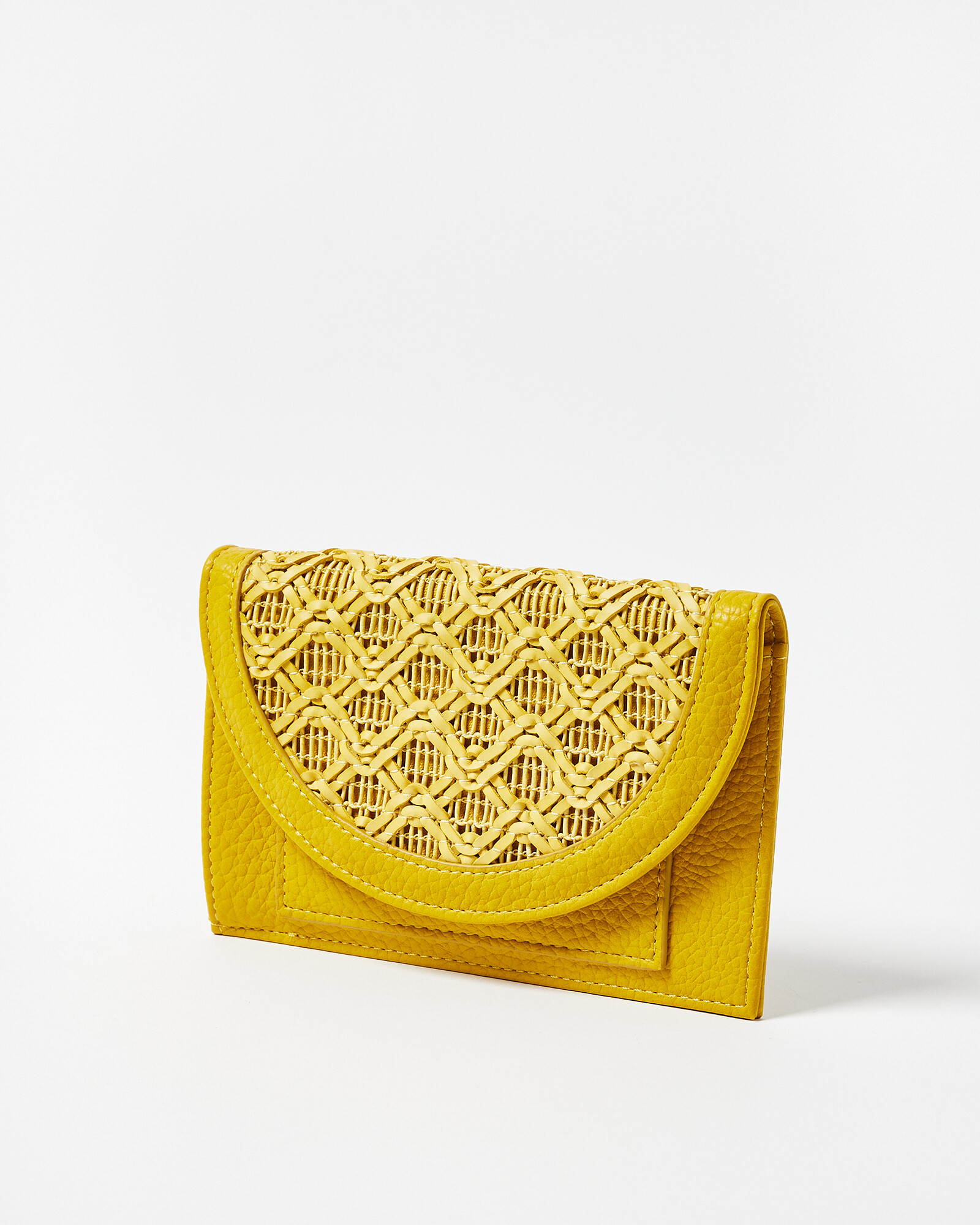 Weave Trim Yellow Pouch | Oliver Bonas