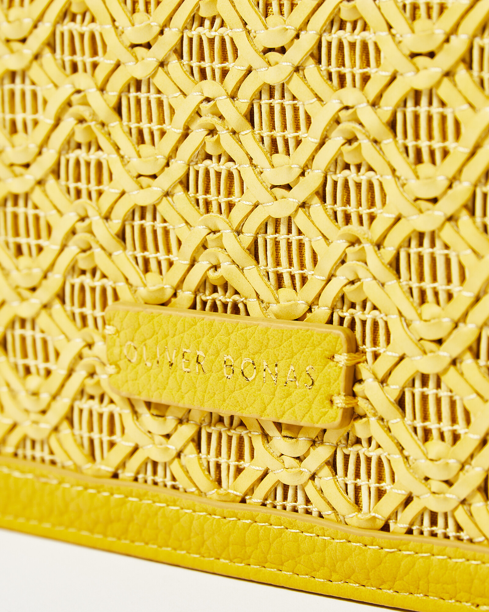 Weave Trim Yellow Pouch | Oliver Bonas