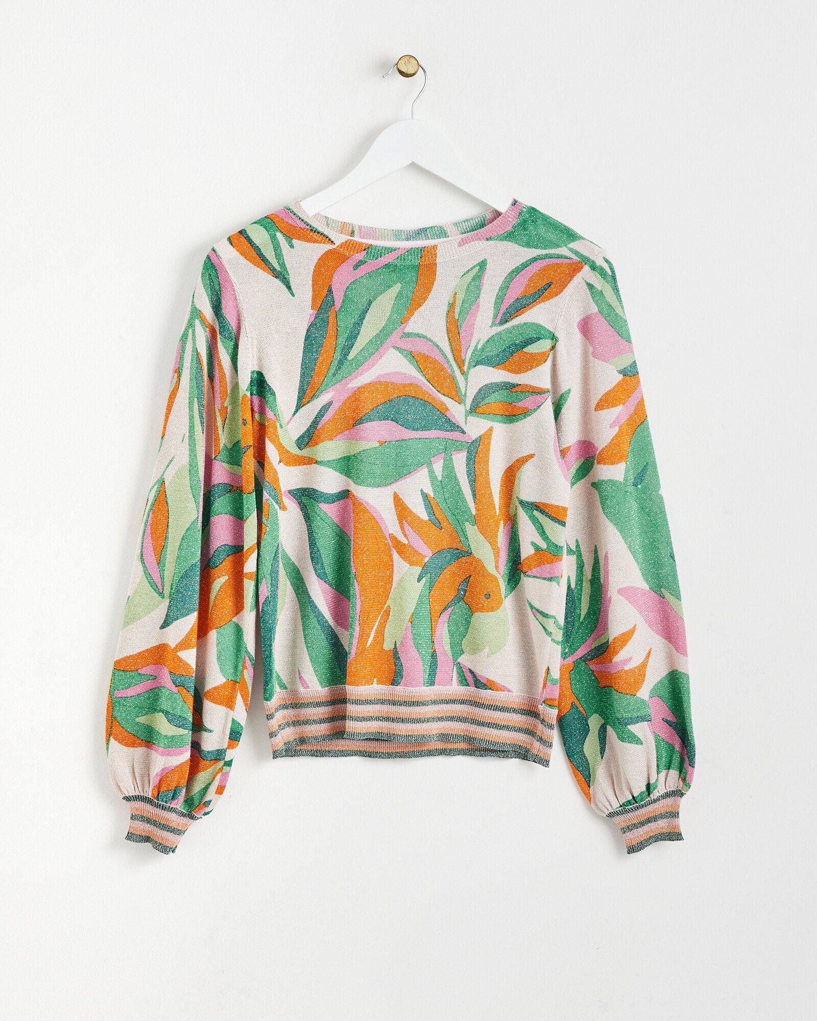Polly Print Green Sparkle Jumper | Oliver Bonas
