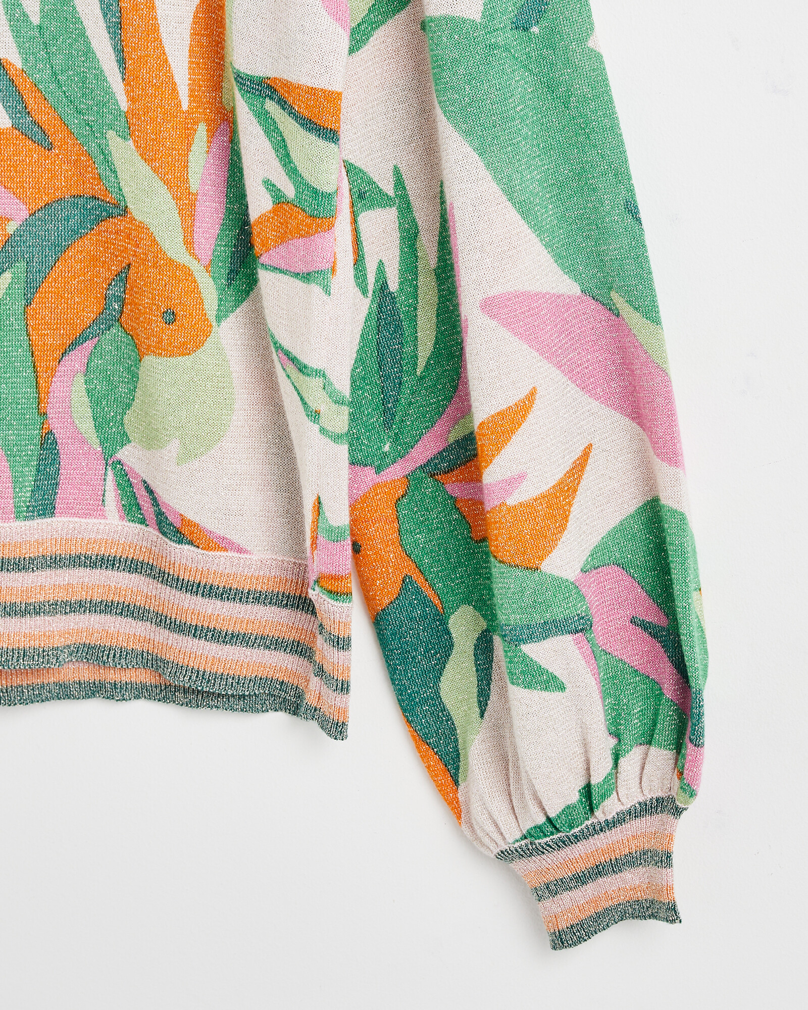 Polly Print Green Sparkle Jumper | Oliver Bonas