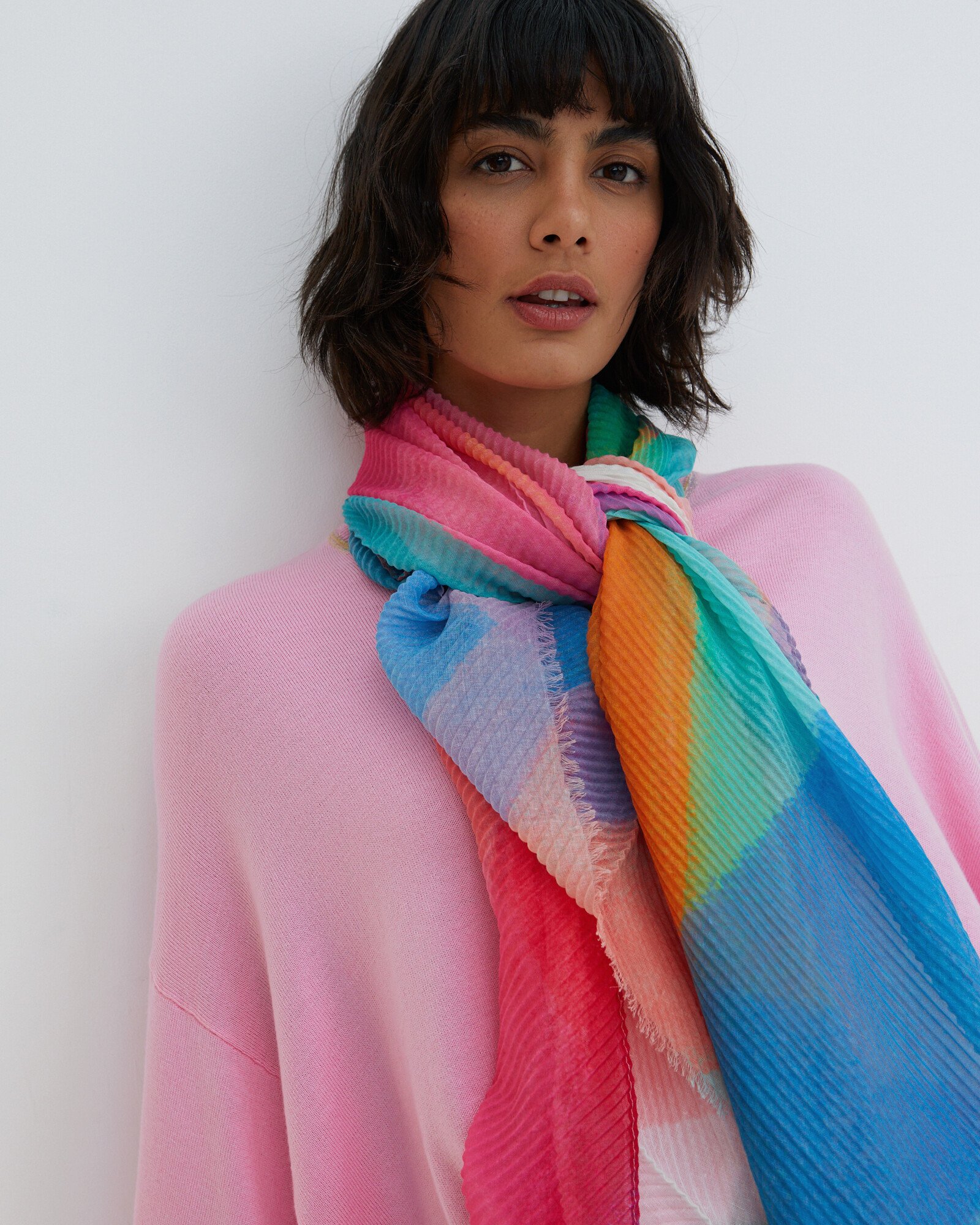 Paint Washed Pleated Lightweight Scarf | Oliver Bonas