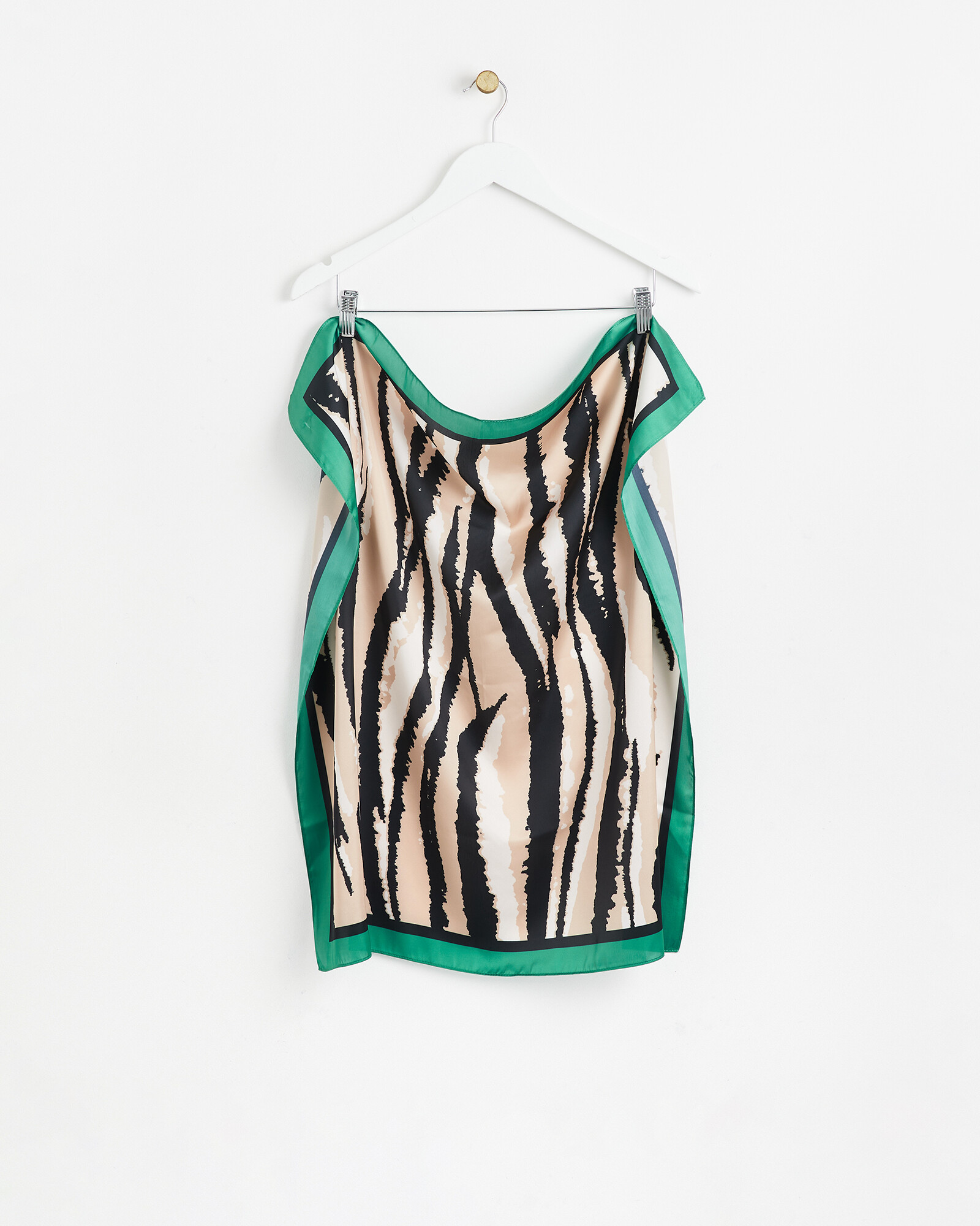 Green Border Tiger Stripes Square Scarf | Oliver Bonas