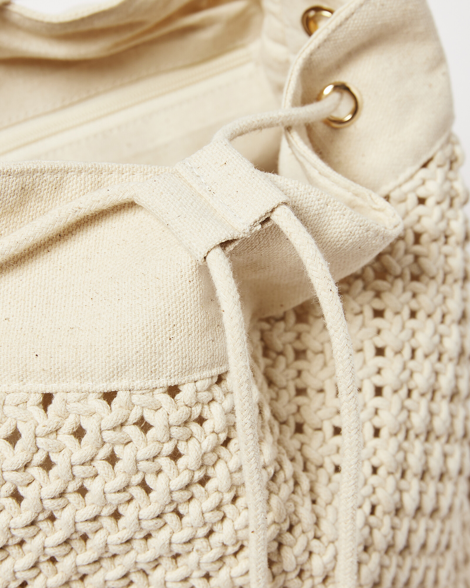 Beaded Macrame Cream Slouch Backpack | Oliver Bonas