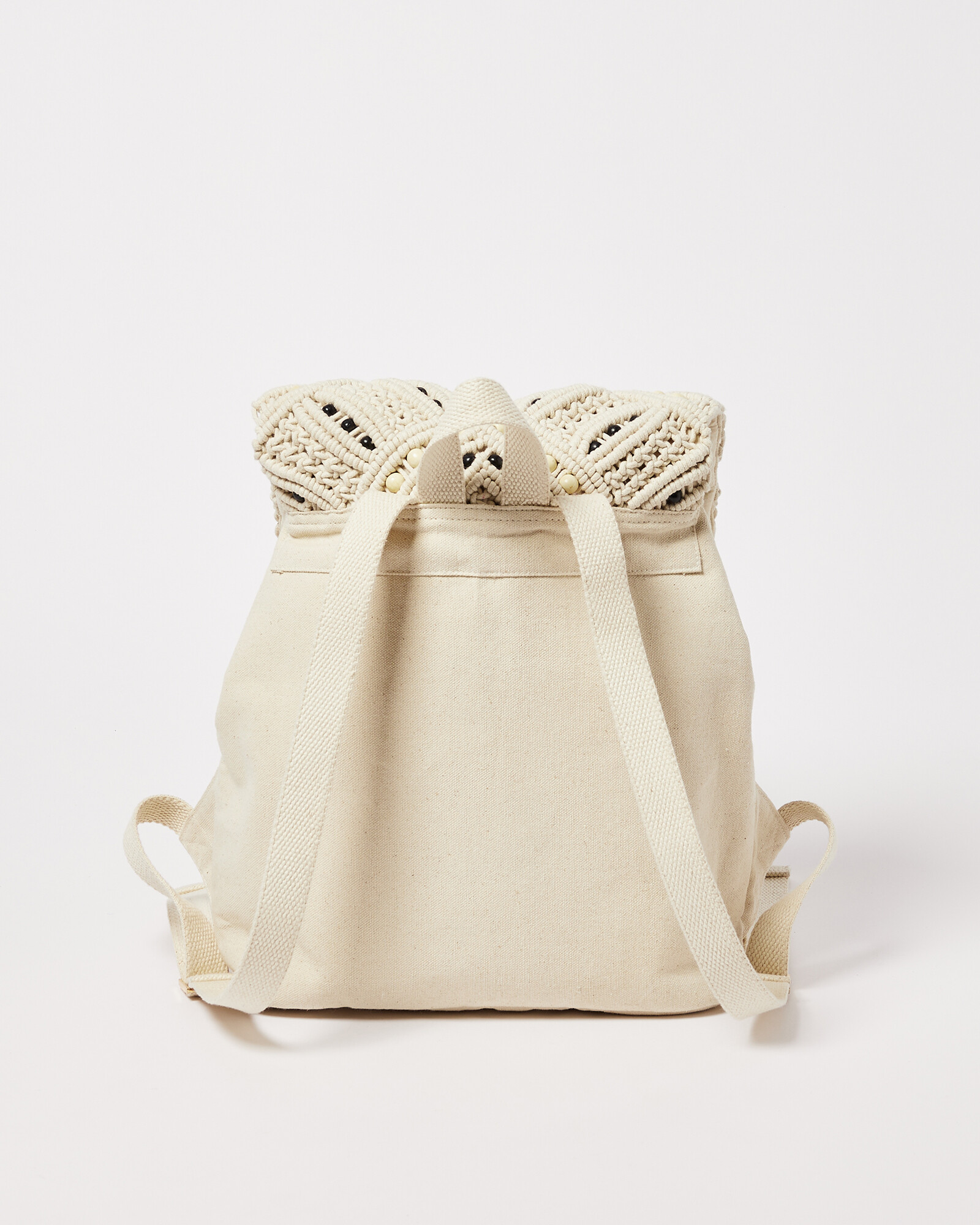 Beaded Macrame Cream Slouch Backpack | Oliver Bonas