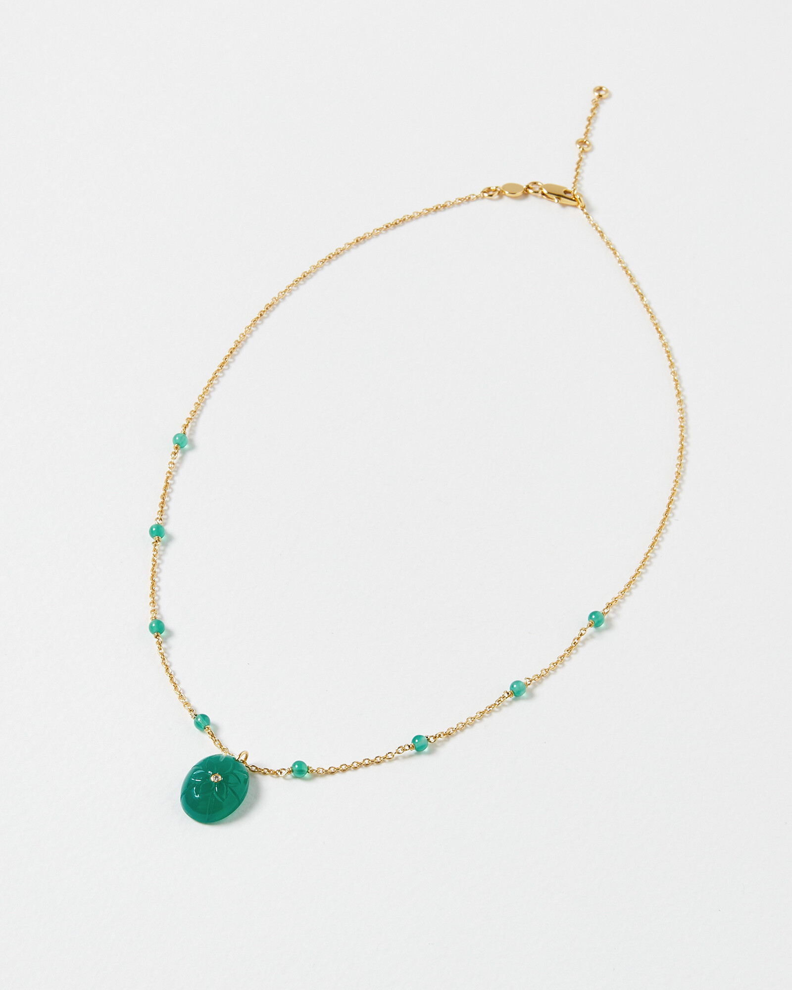 Cayenne Green Onyx Beaded Chain Pendant Necklace | Oliver Bonas