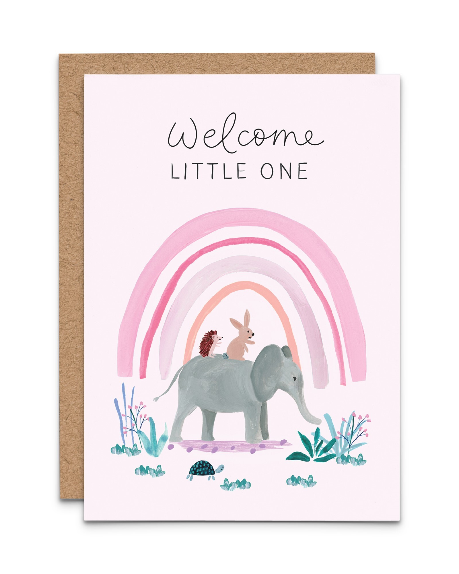 Welcome Little One Pink Baby Card | Oliver Bonas