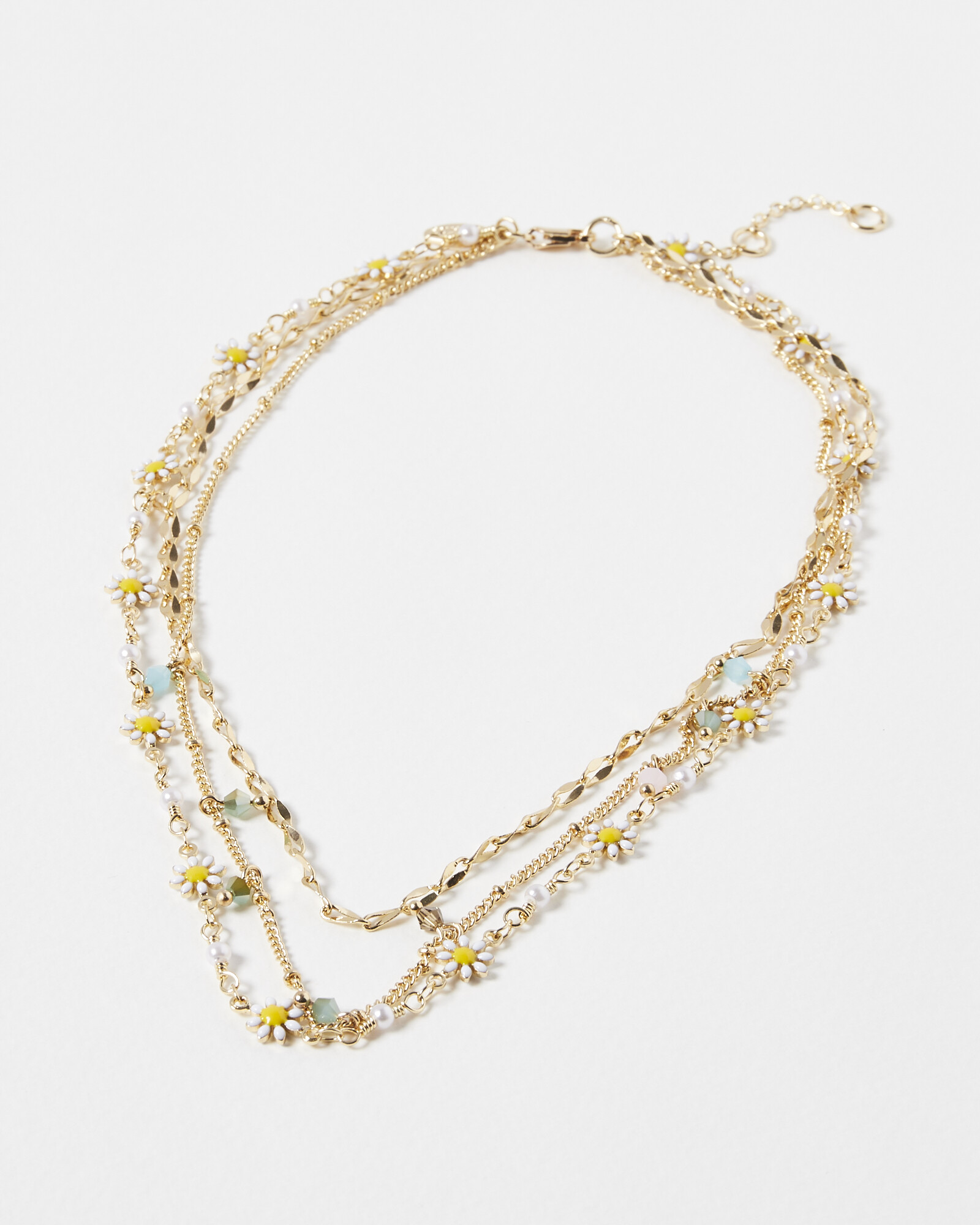 Daisy Chain Triple Row Layered Chain Necklace | Oliver Bonas